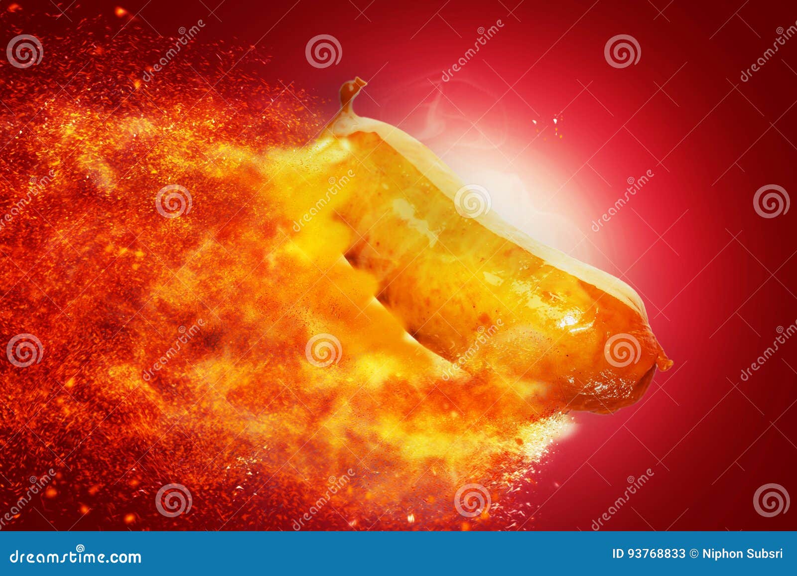 A Hotdog BBQ Pork Burning Fly Stock Illustration - Illustration of ...
