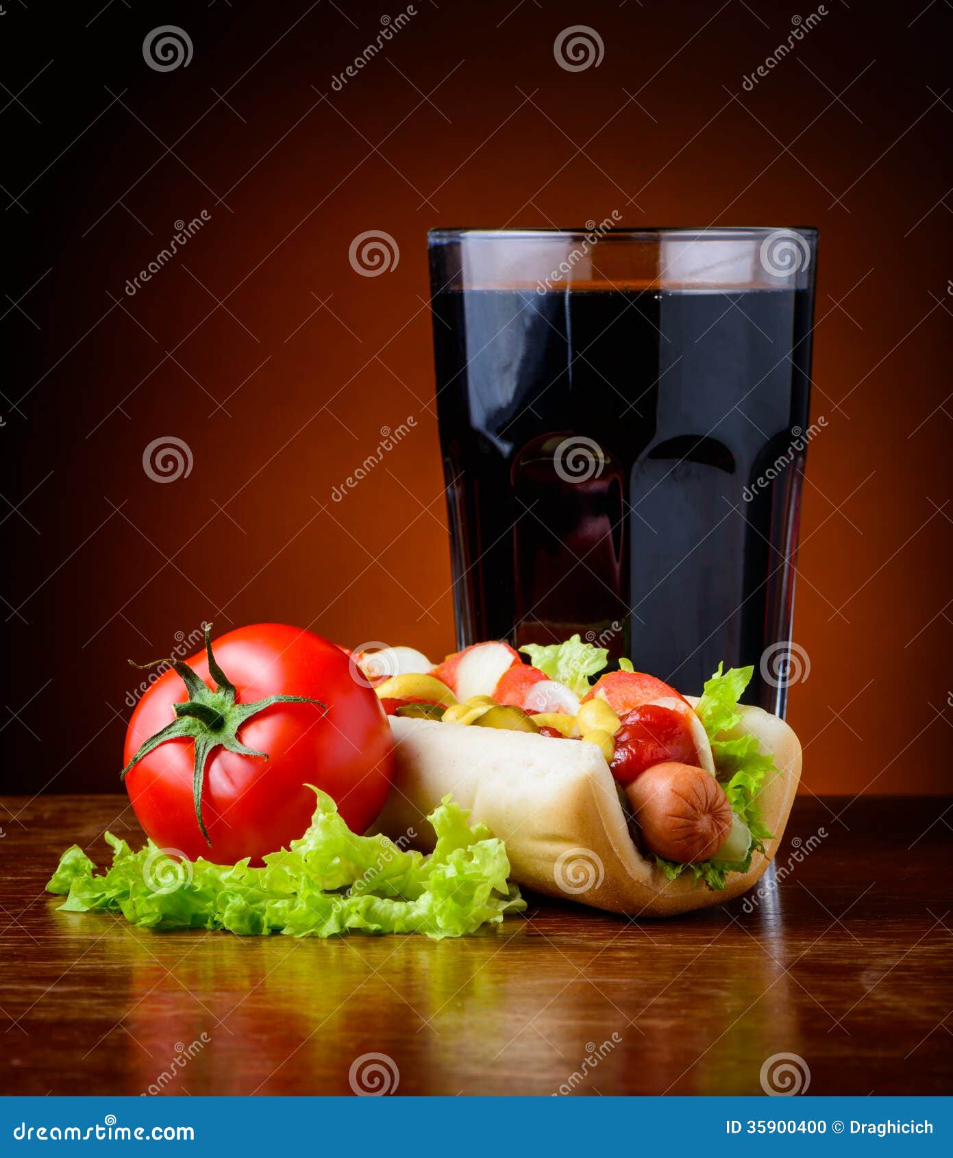 Hotdog and cola drink stock photo. Image of fastfood - 35900400