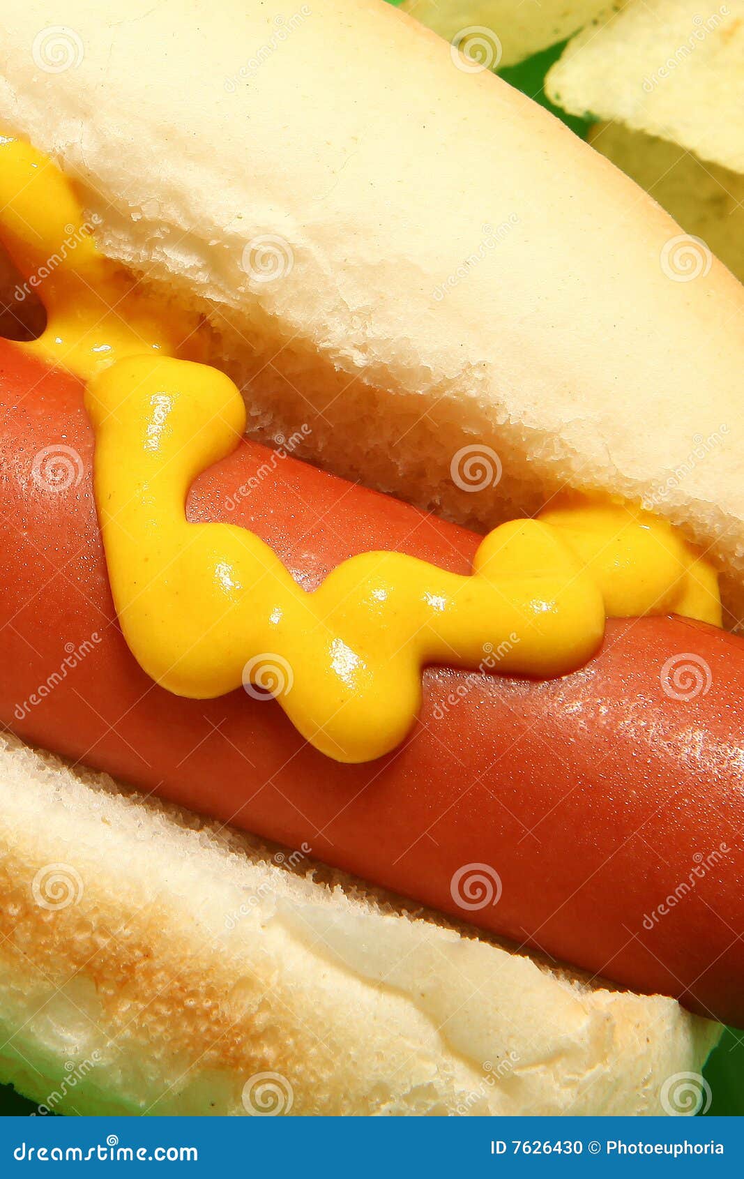 Hotdog with Mustard stock photo. Image of hotdog, chip - 7626430