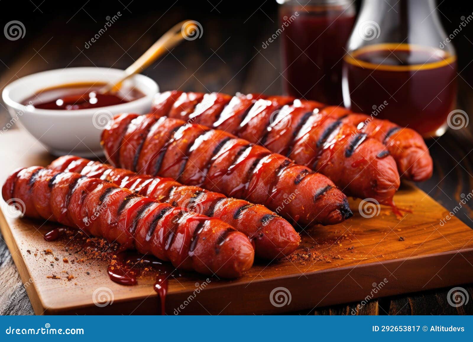 Hotdogs with Grill Marks beside a Bottle of Bbq Sauce Stock Image ...