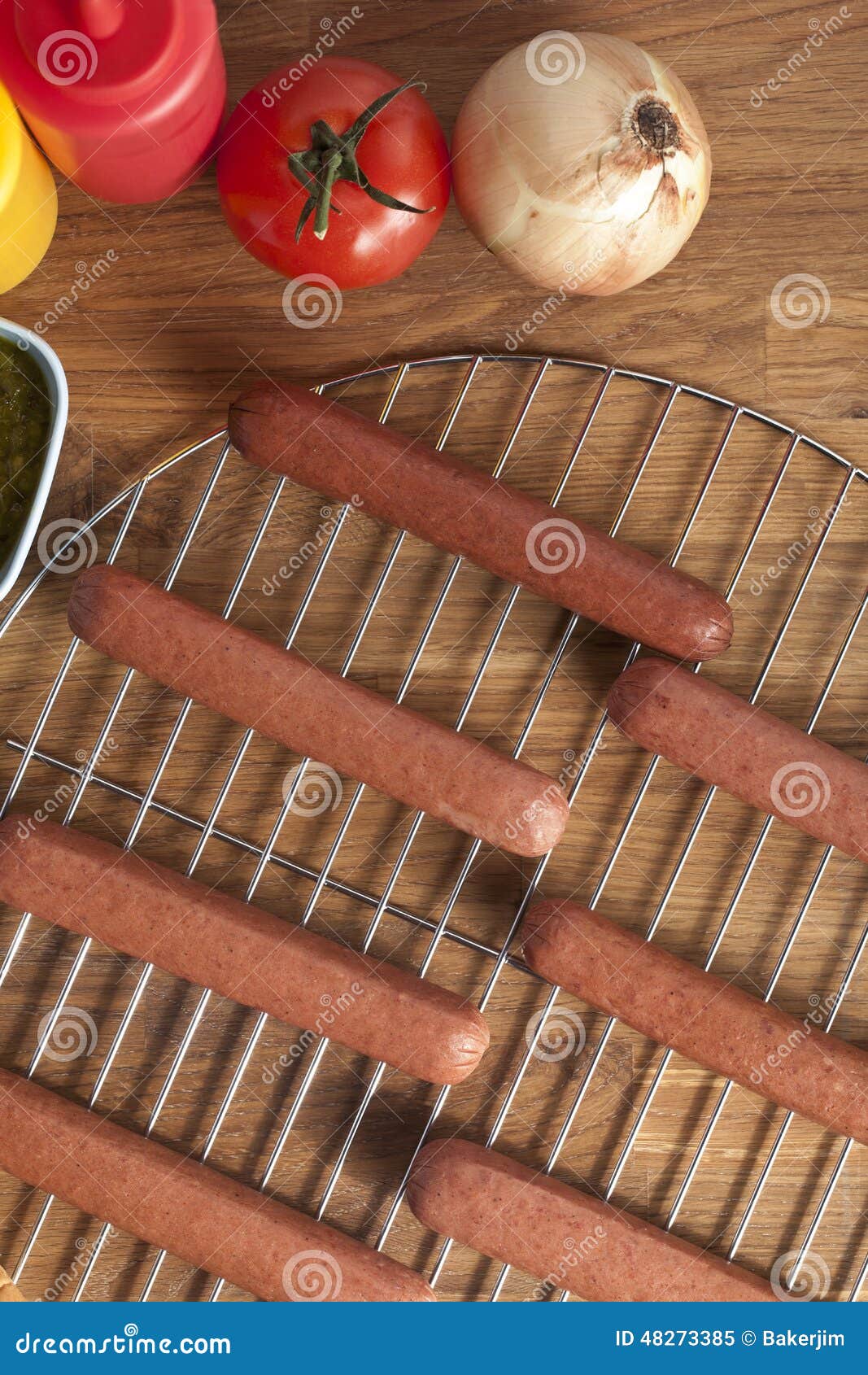 Hotdogs on metal grill stock image. Image of dogs, processed - 48273385