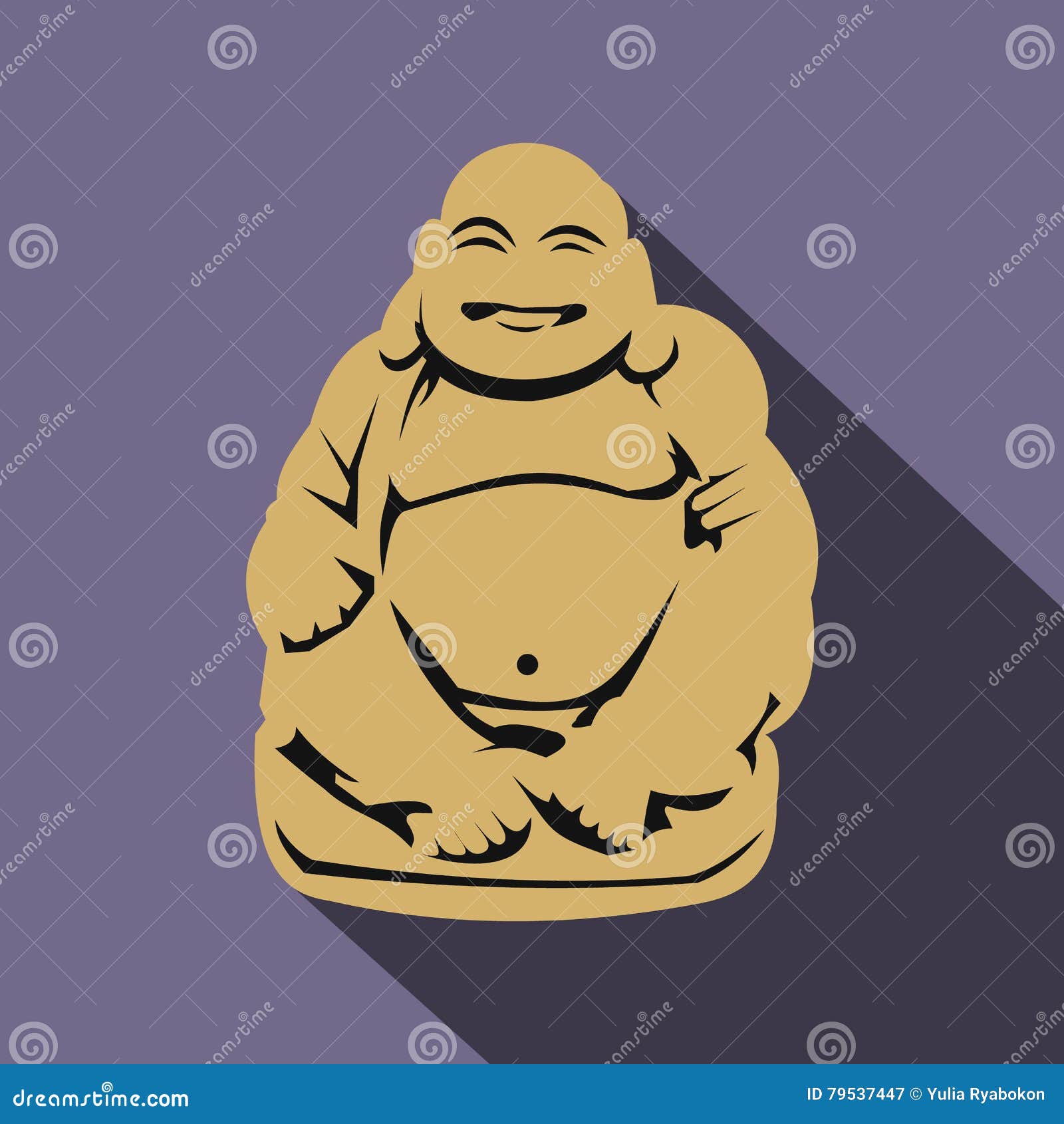 Hotei or Budai, Japanese Netsuke Icon, Flat Style Stock Vector ...