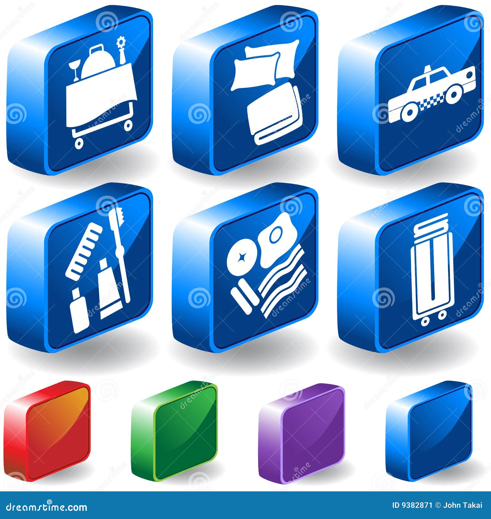 Hotel 3D Button Set stock vector. Illustration of breakfast - 9382871