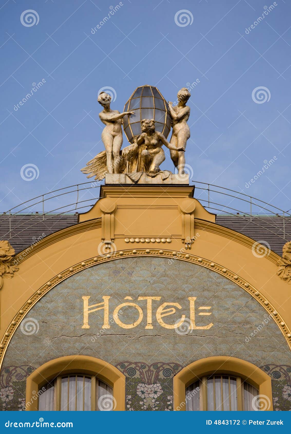 The hotel stock photo. Image of centre, city, statue, sculpture - 4843172