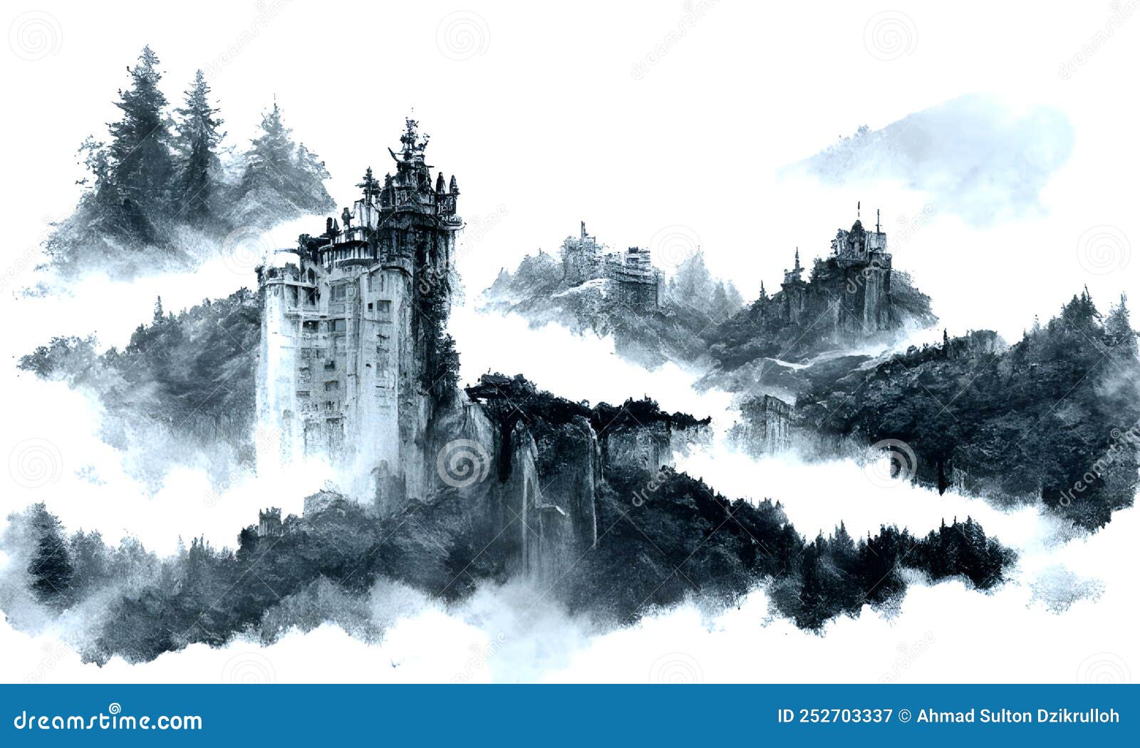 Hotel Abandonado En Blanco Y Negro Stock de ilustración - Ilustración ...