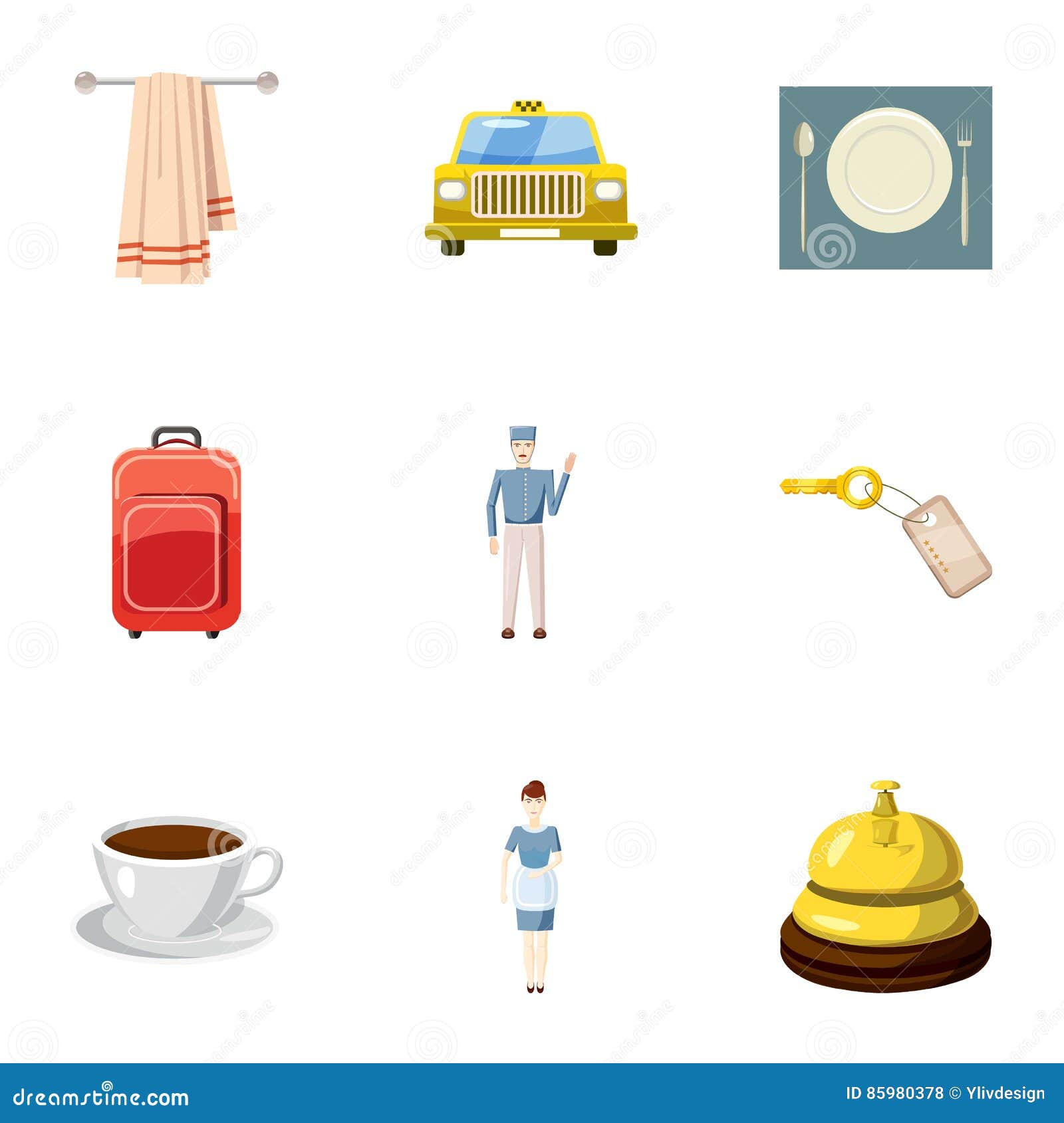 Hotel Accommodation Icons Set, Cartoon Style Stock Vector ...