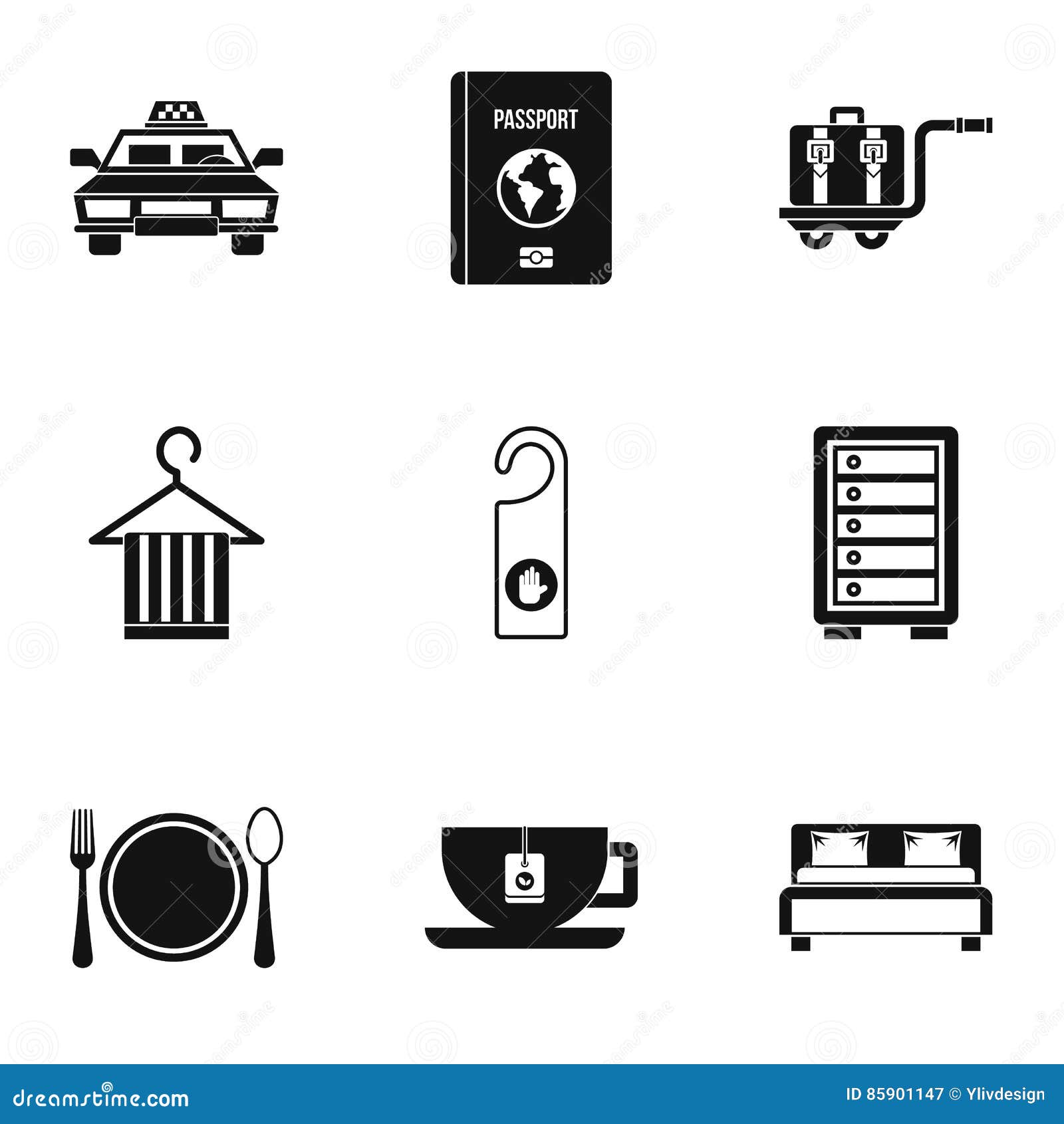 Hotel Accommodation Icons Set, Simple Style Stock Vector - Illustration ...