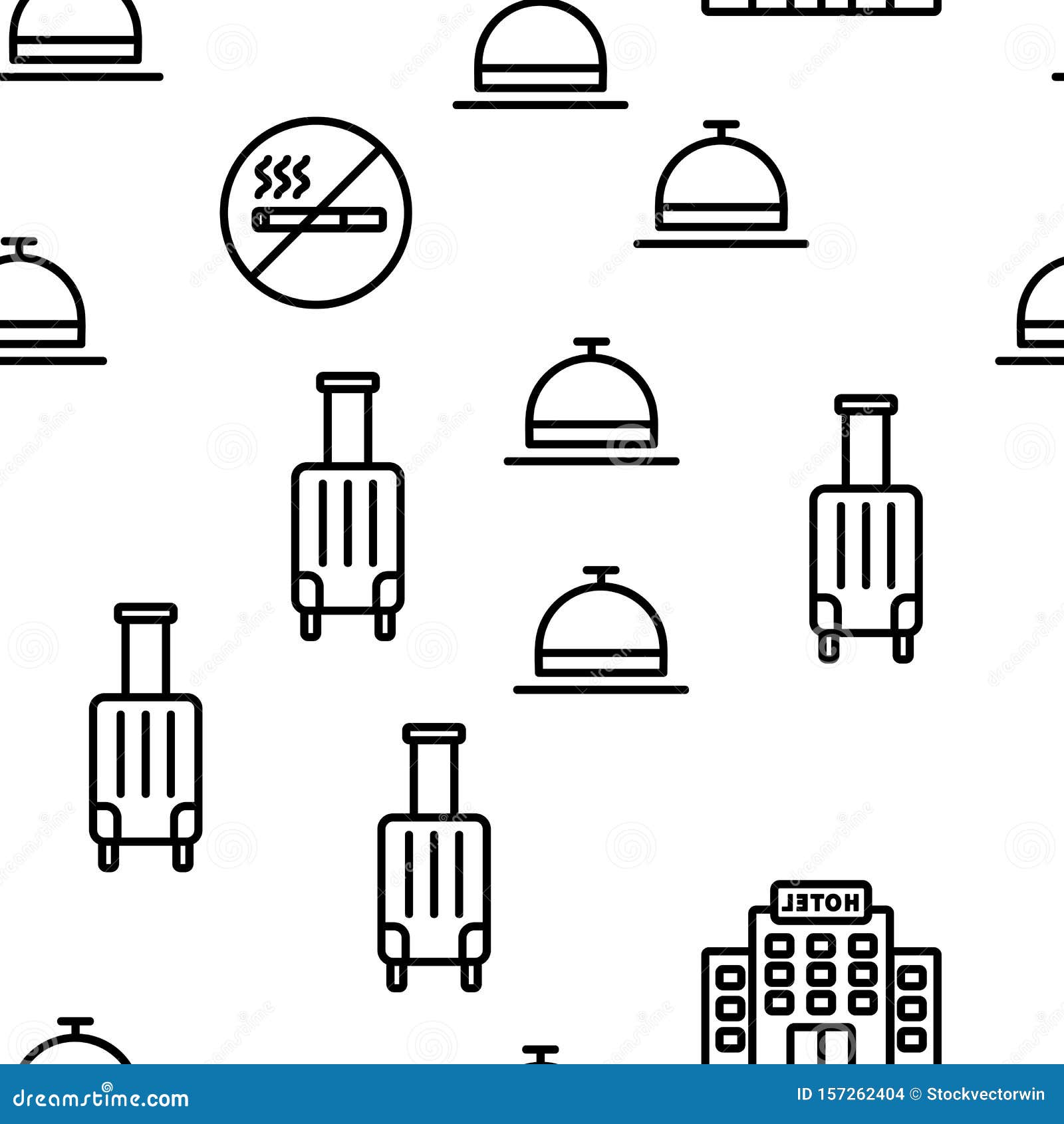 Hotel Accommodation, Room Amenities Vector Seamless Pattern Stock ... Hotel Accommodation, Room Amenities Vector Seamless Pattern Stock ...