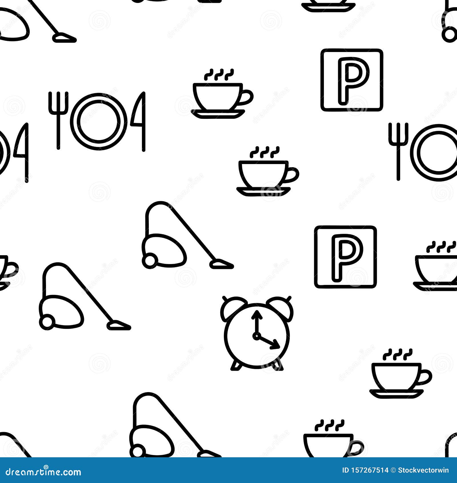 Hotel Accommodation, Room Amenities Vector Seamless Pattern Stock ... Hotel Accommodation, Room Amenities Vector Seamless Pattern Stock ...