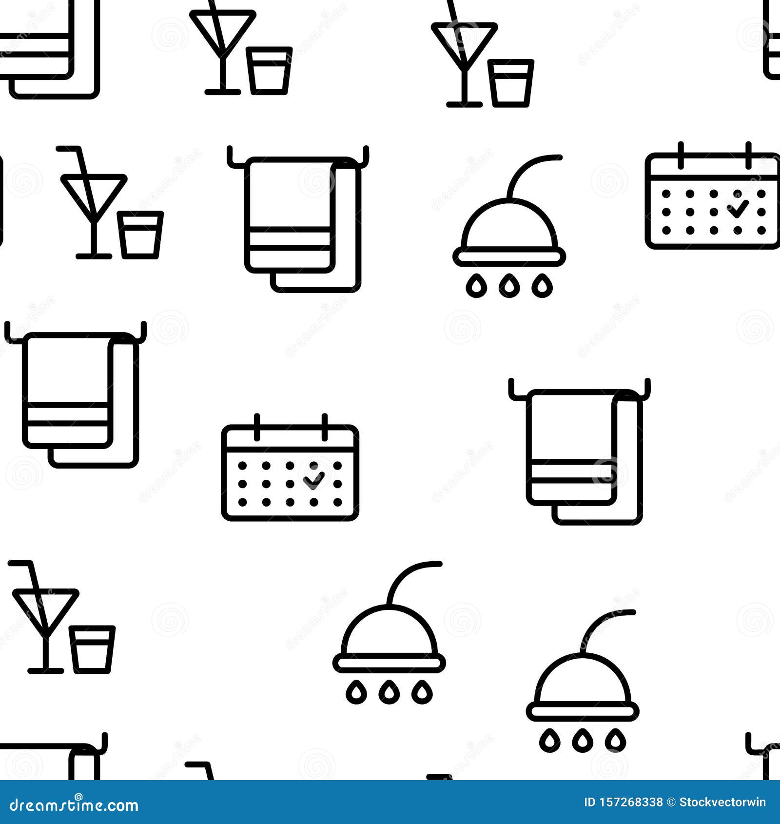 Hotel Accommodation, Room Amenities Vector Seamless Pattern Stock ... Hotel Accommodation, Room Amenities Vector Seamless Pattern Stock ...