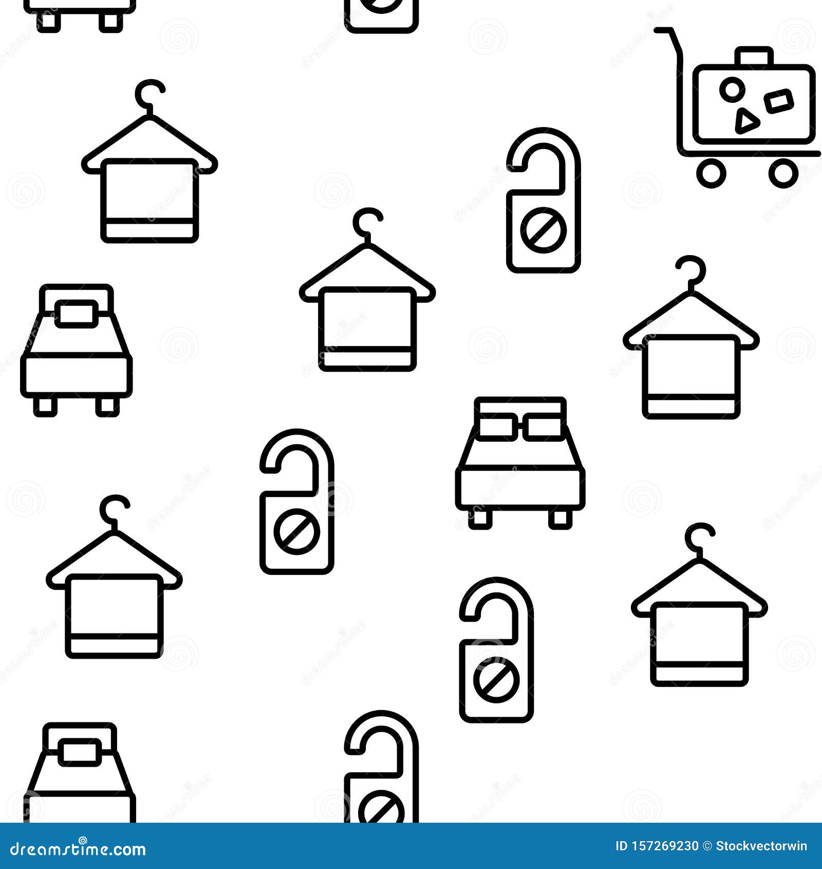Hotel Accommodation, Room Amenities Vector Seamless Pattern Stock ... Hotel Accommodation, Room Amenities Vector Seamless Pattern Stock ...