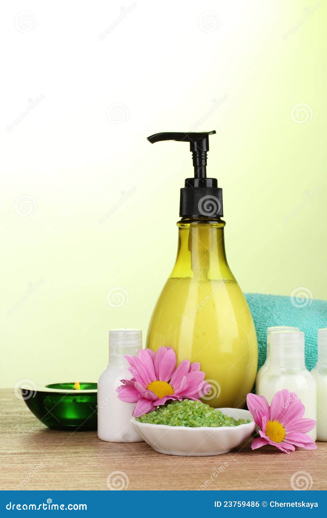 Hotel Amenities Kit on Wooden Table Stock Photo - Image of accessory ...