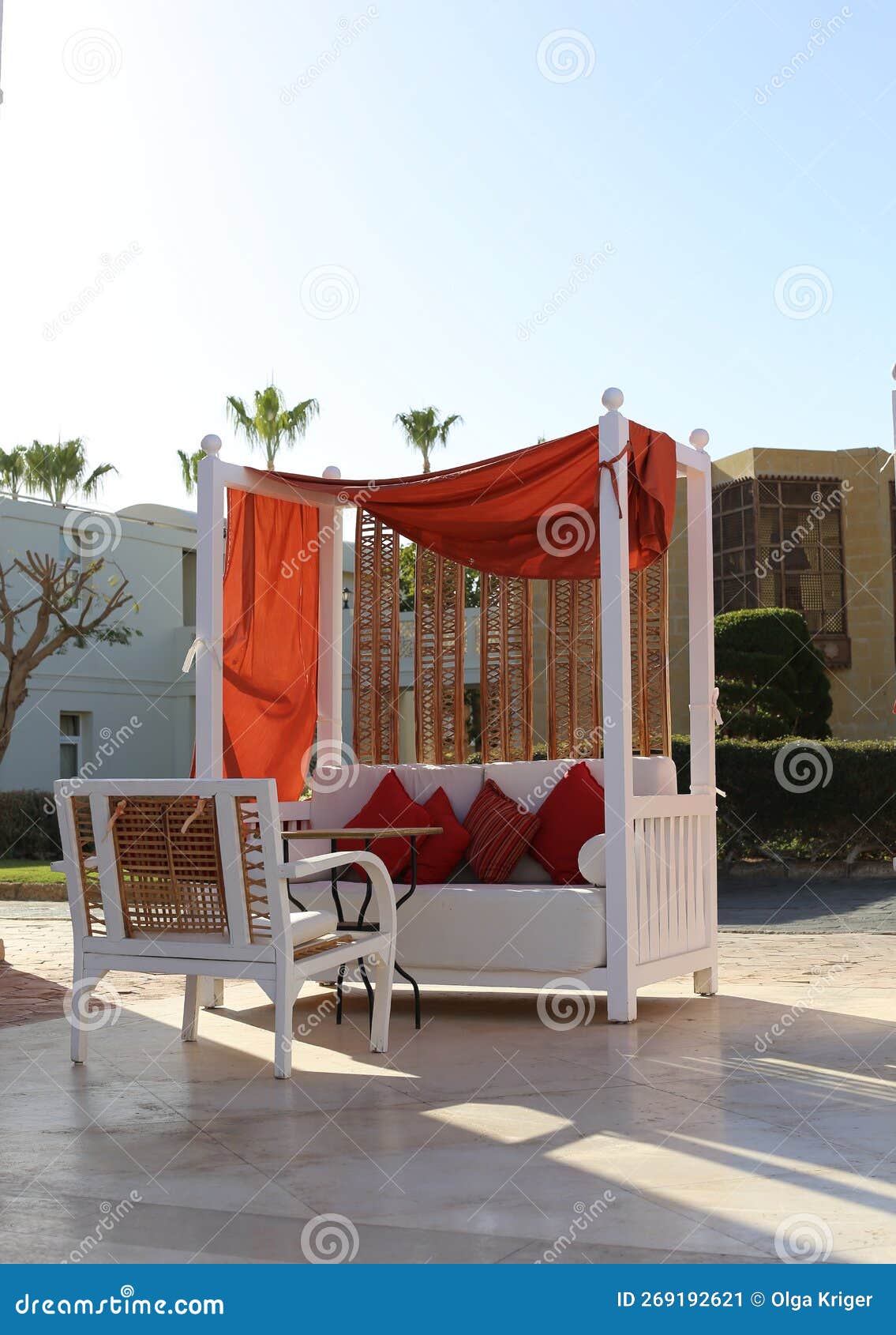 Hotel Area with Palm Trees Landscape Stock Image - Image of garden ...