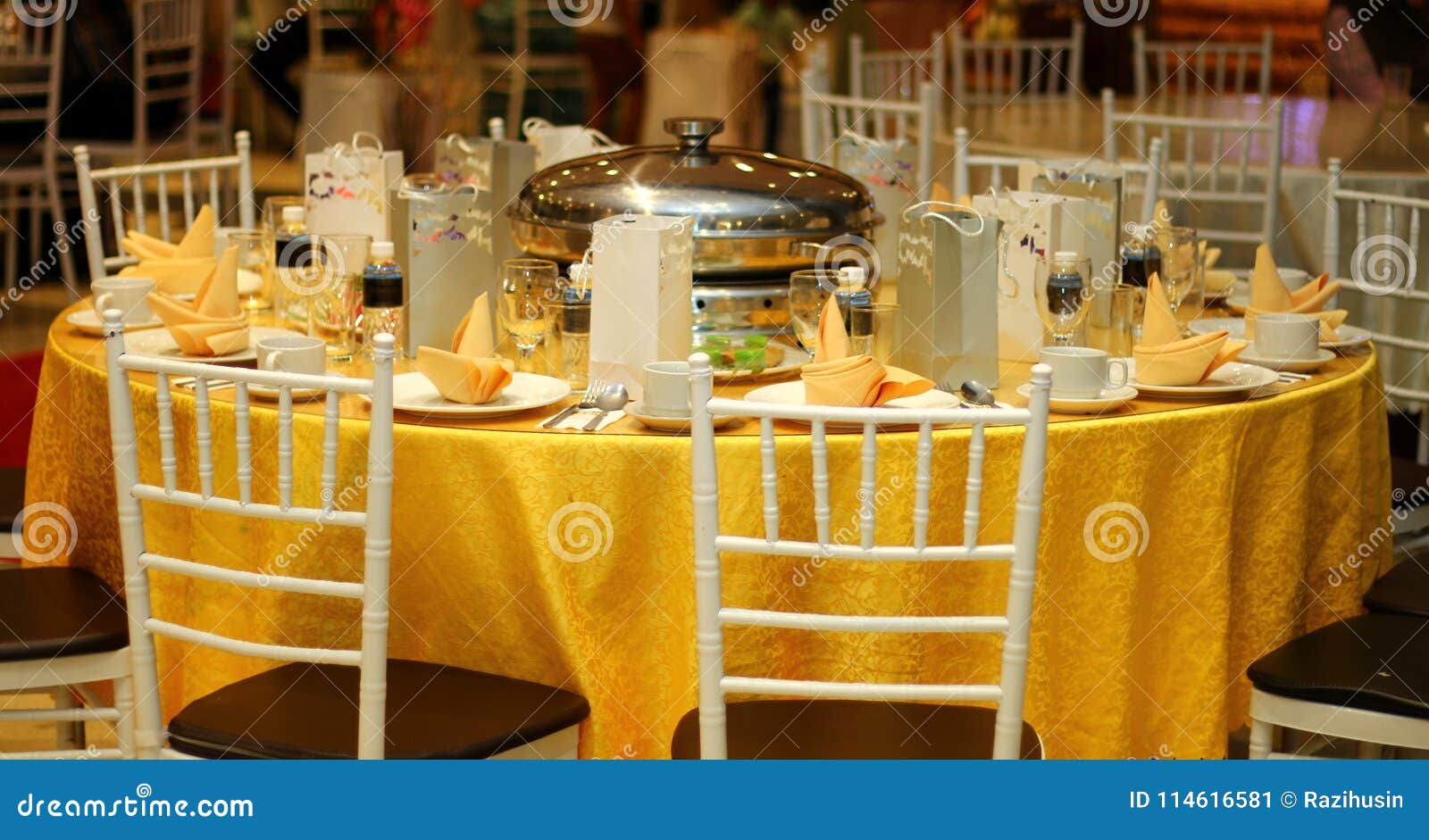 Ballroom Table Setting and Arrangement Stock Image - Image of glasses ...