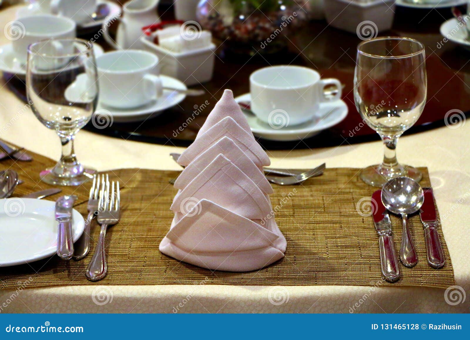 Hotel Ballroom Table Setting and Arrangement Stock Photo - Image of ...