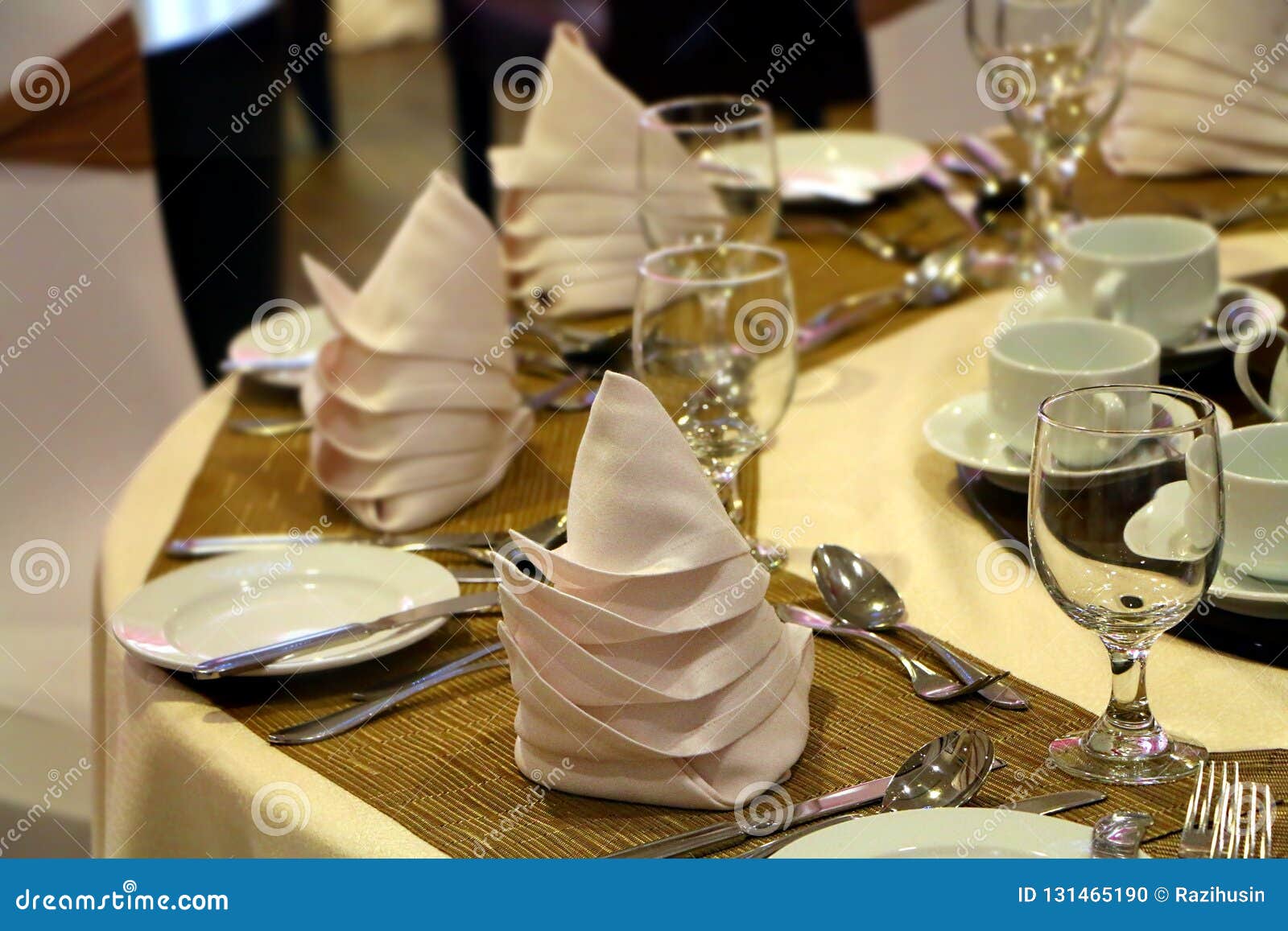 Hotel Ballroom Table Setting and Arrangement Stock Photo - Image of ...