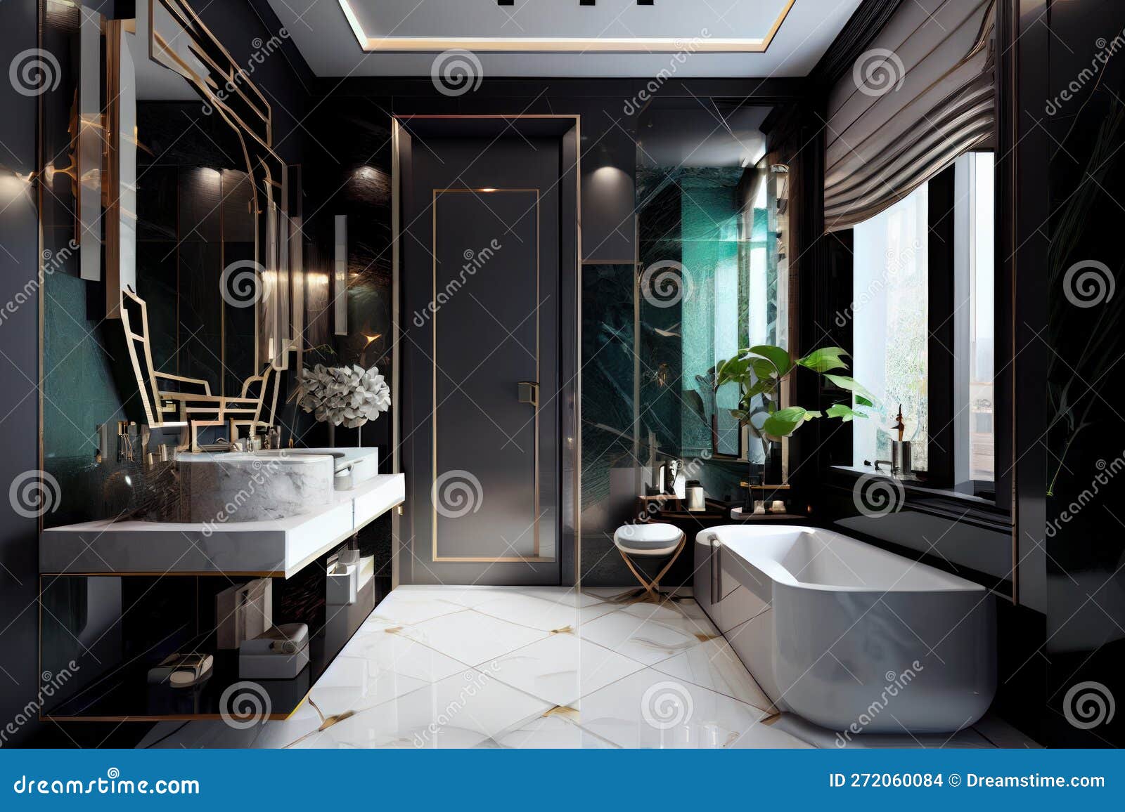 Luxury Hotel Bathroom Interior Design Stock Illustration - Illustration ...