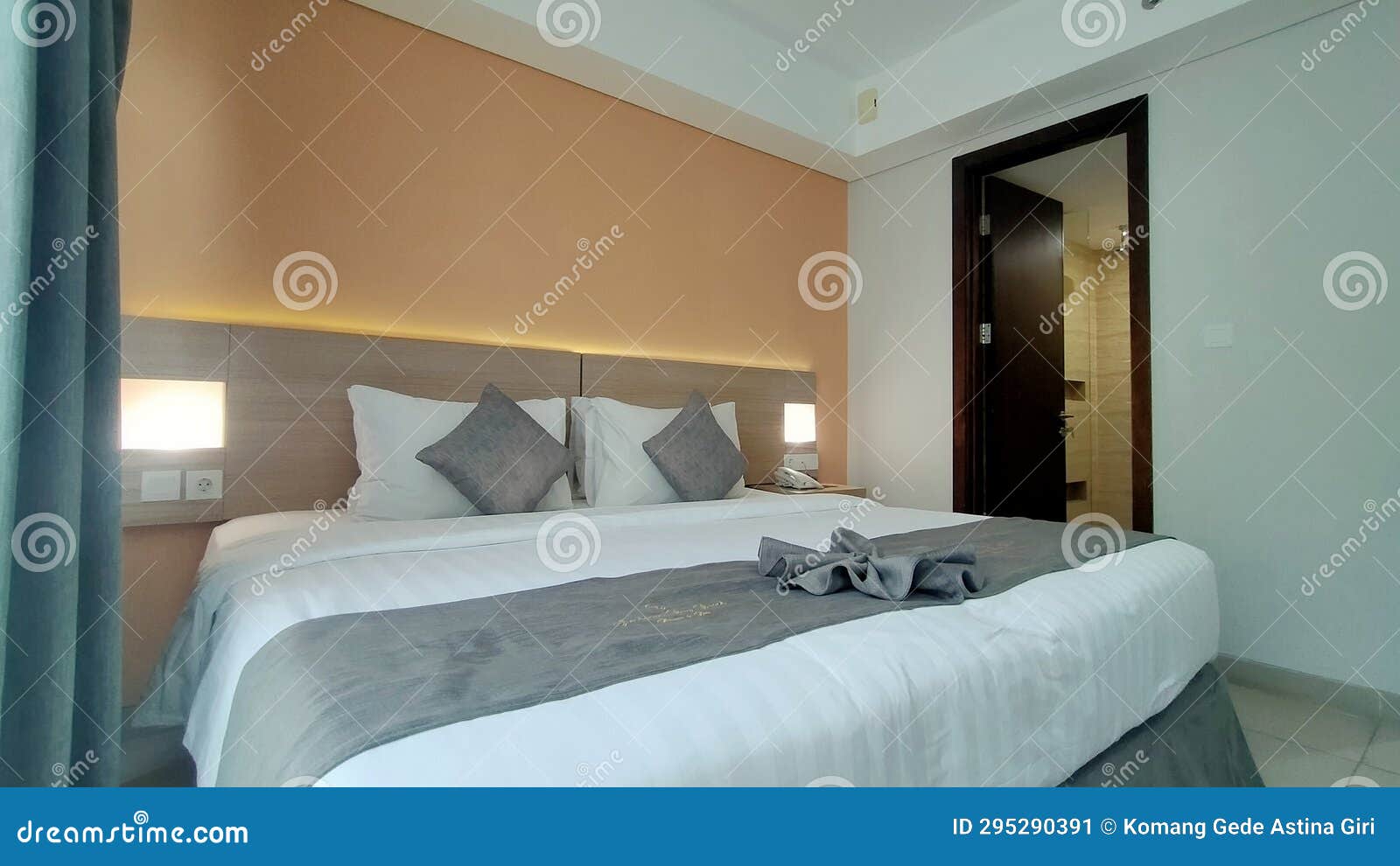 Hotel bedroom setup stock image. Image of property, textile - 295290391