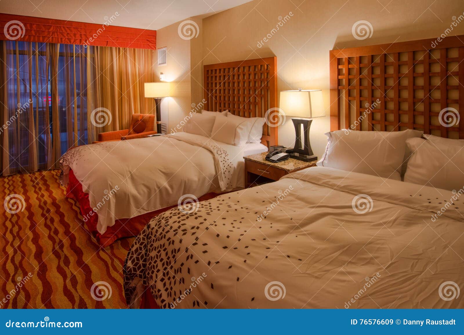 Hotel Beds and Designer White Linen Stock Image - Image of mattress ...