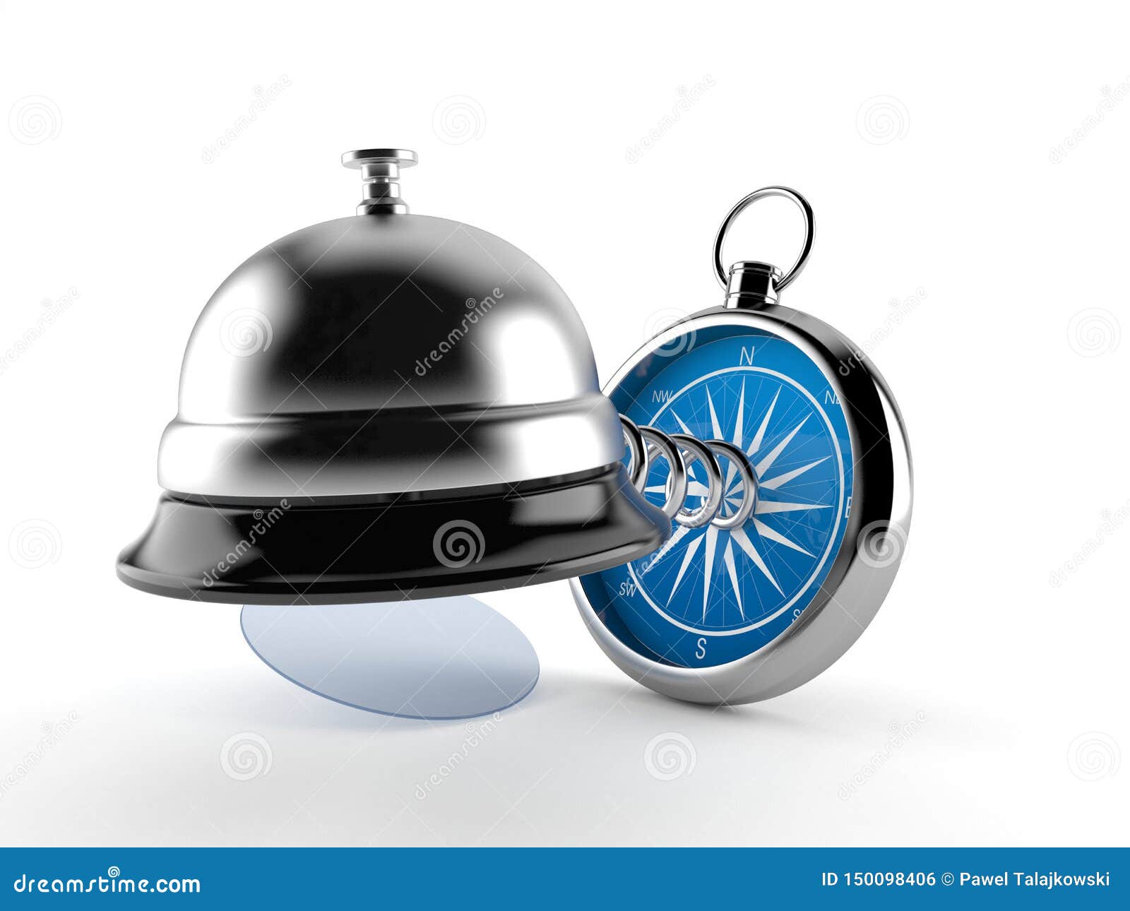 Hotel bell with compass stock illustration. Illustration of location ...