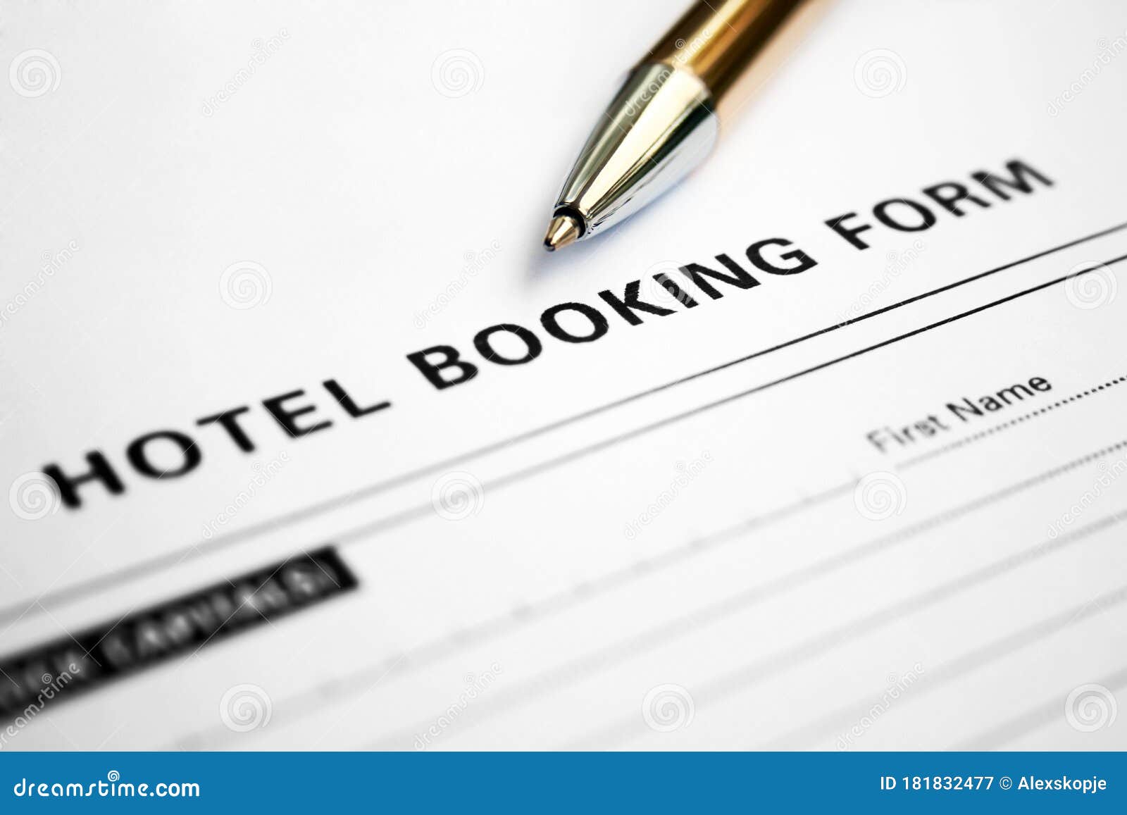Hotel booking form stock image. Image of reservation - 181832477