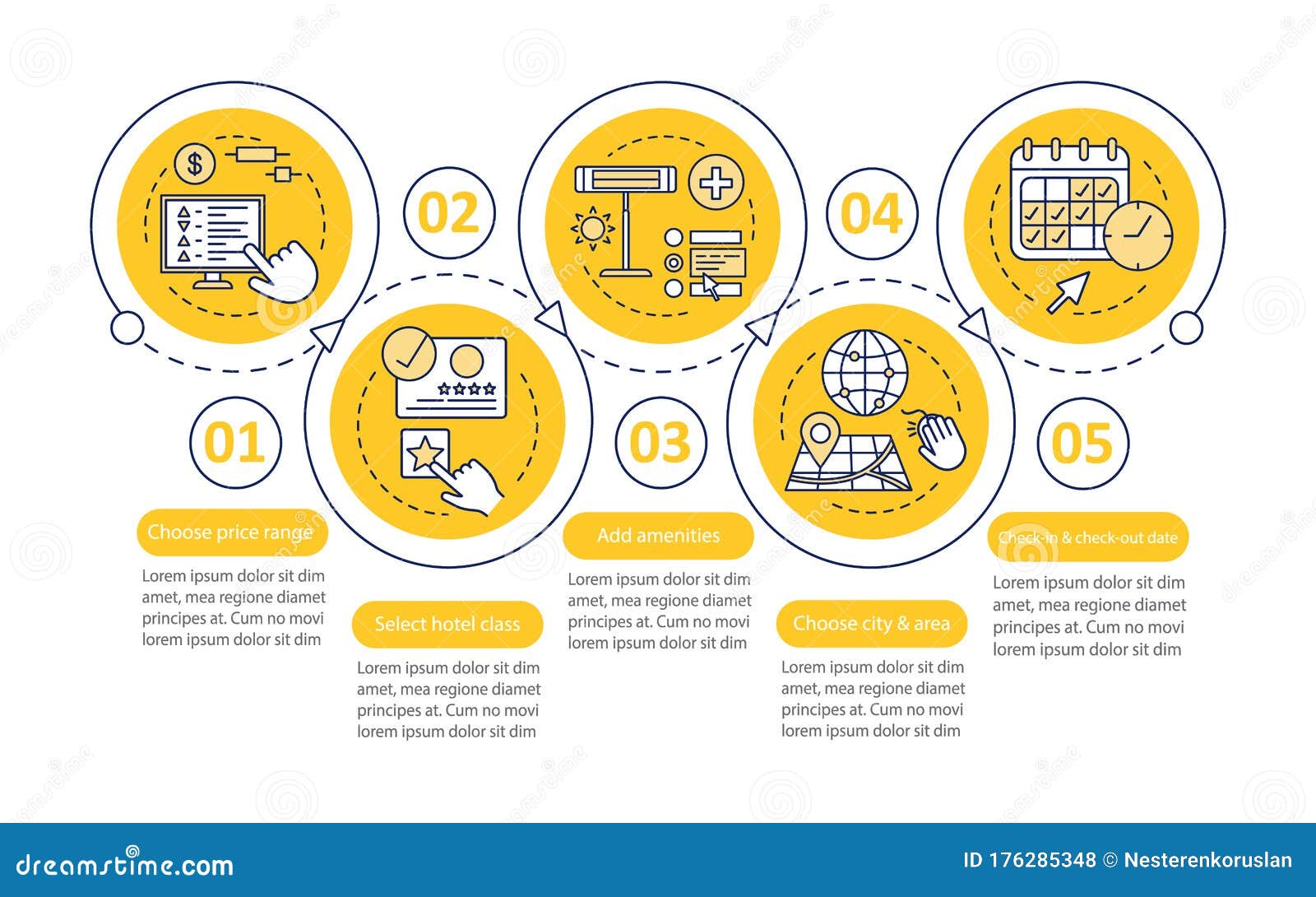 Hotel Booking Vector Infographic Template Stock Vector - Illustration ...