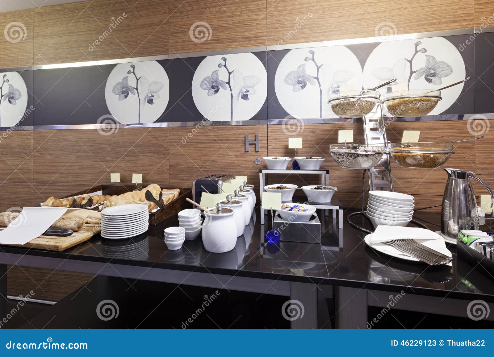 Hotel Breakfast Served on Buffet Table Stock Image - Image of sweet ...