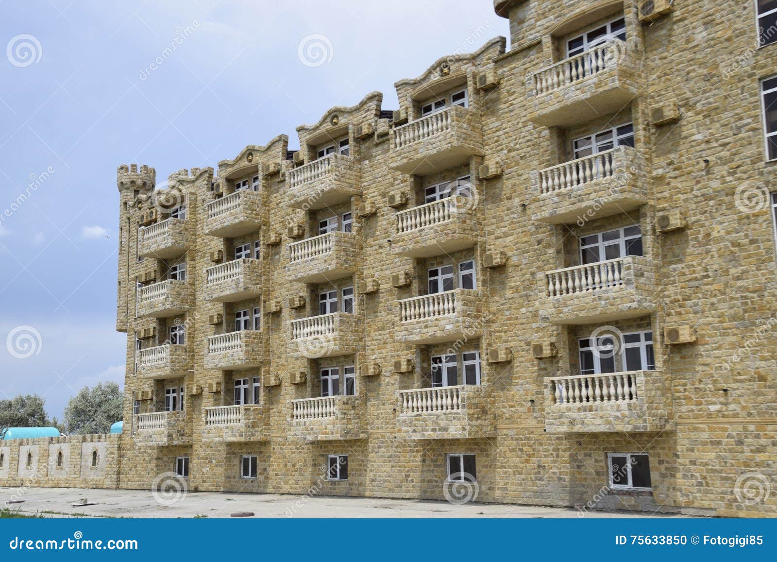 The Hotel Building, Covered with Decorative Stone Stock Photo - Image ...
