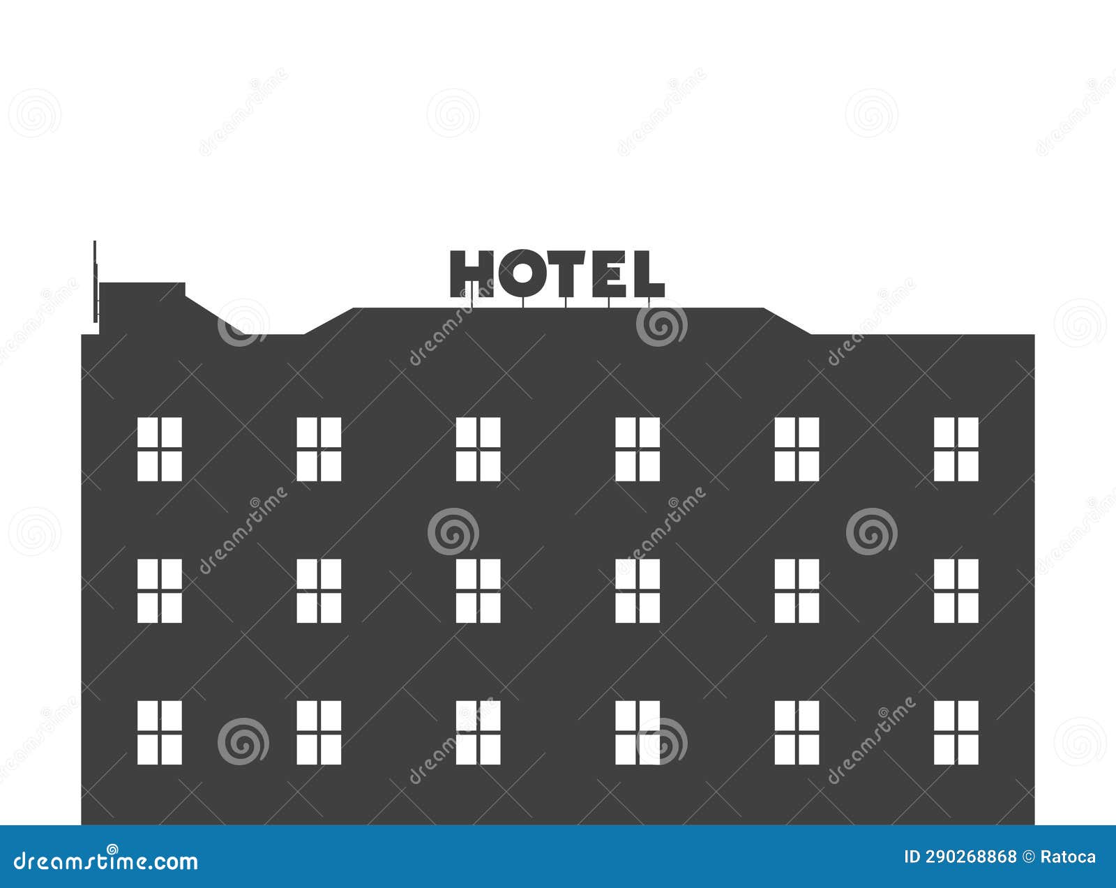 Hotel building flat draw stock vector. Illustration of view - 290268868