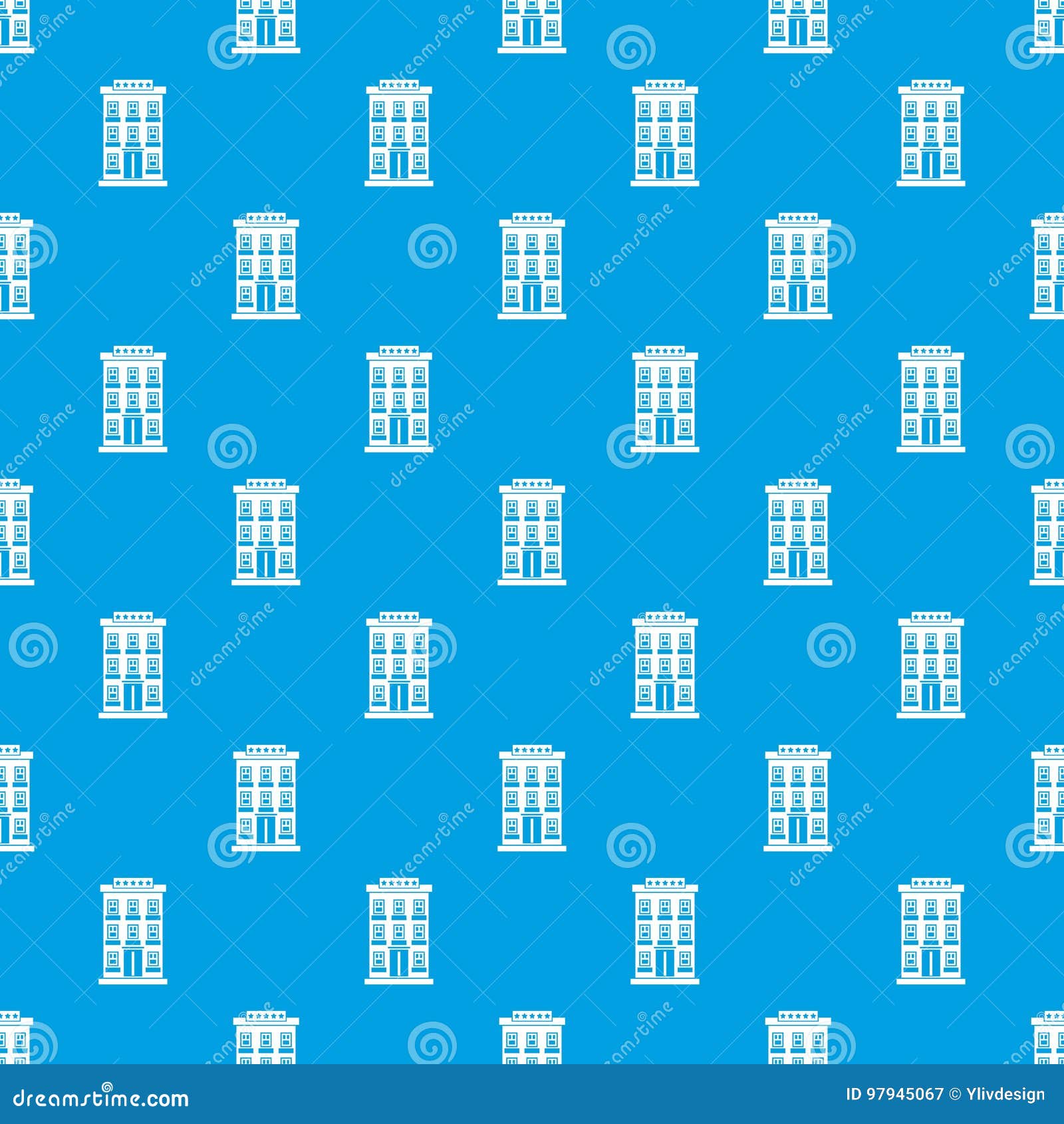 Hotel Building Pattern Seamless Blue Stock Vector - Illustration of ...