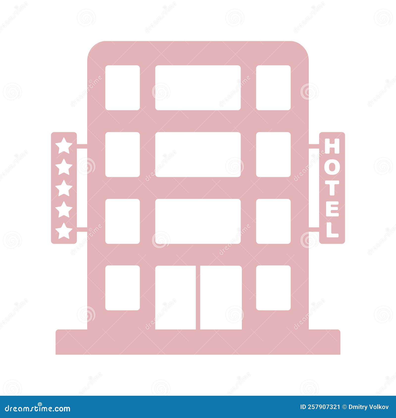 Hotel, Cartoon Hotel Icon on a White Background. Cartoon Illustration ...