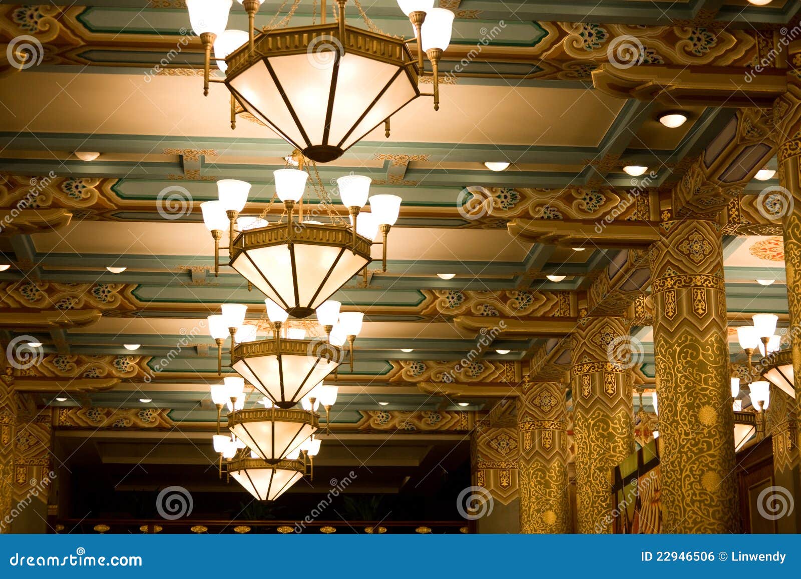 Hotel Ceiling with Chandelier Stock Photo - Image of arts, illumination ...