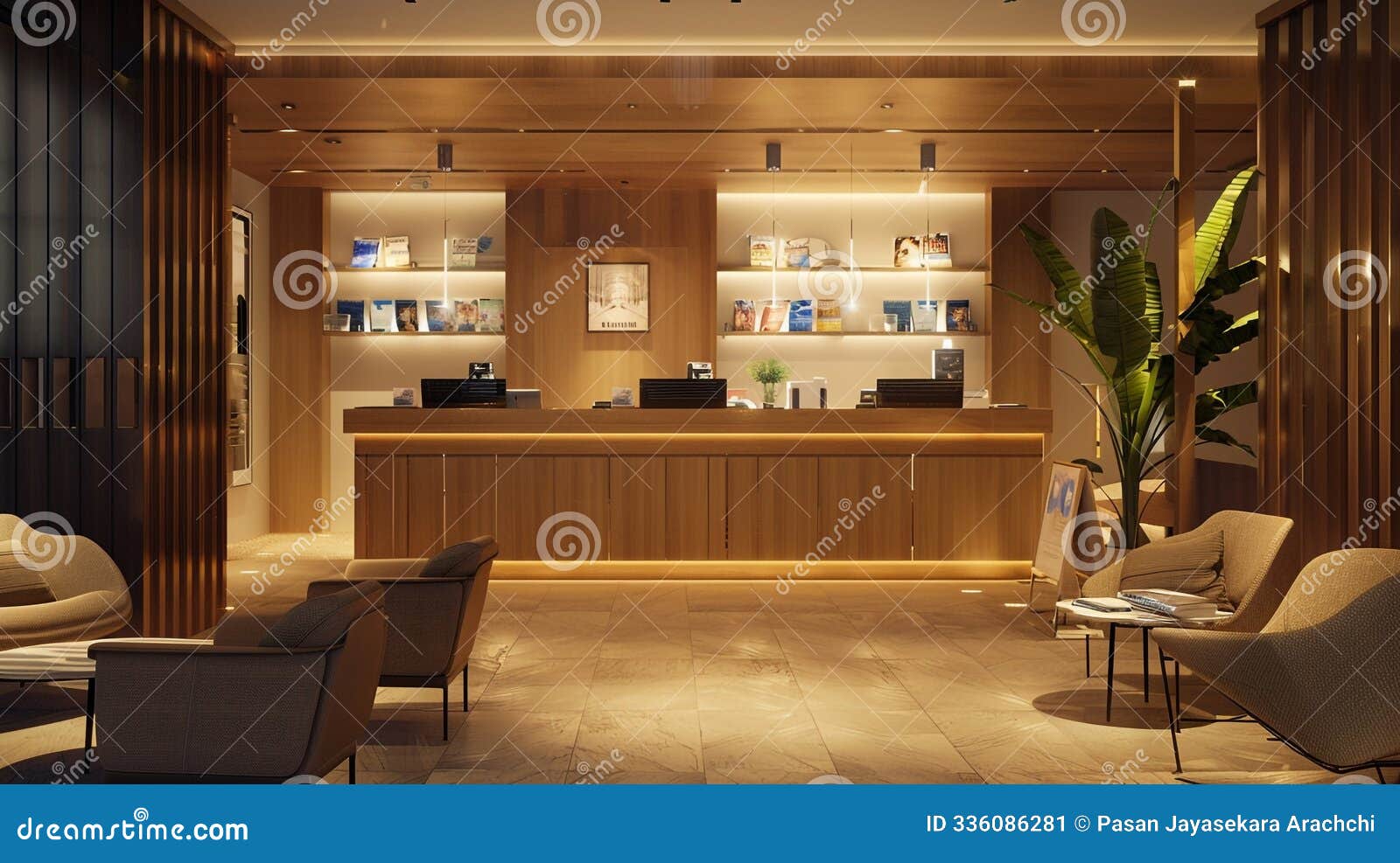 Hotel Check-in Counter in Welcoming Lobby Stock Illustration ...
