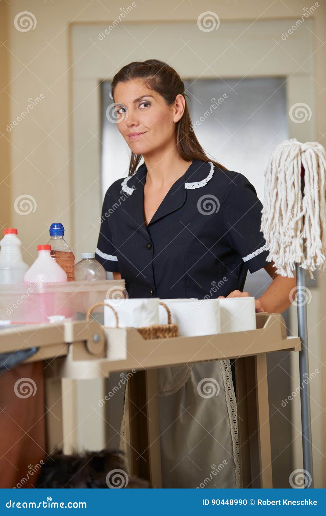 Hotel Cleaning Lady during Housekeeping Stock Photo - Image of cleaning ...