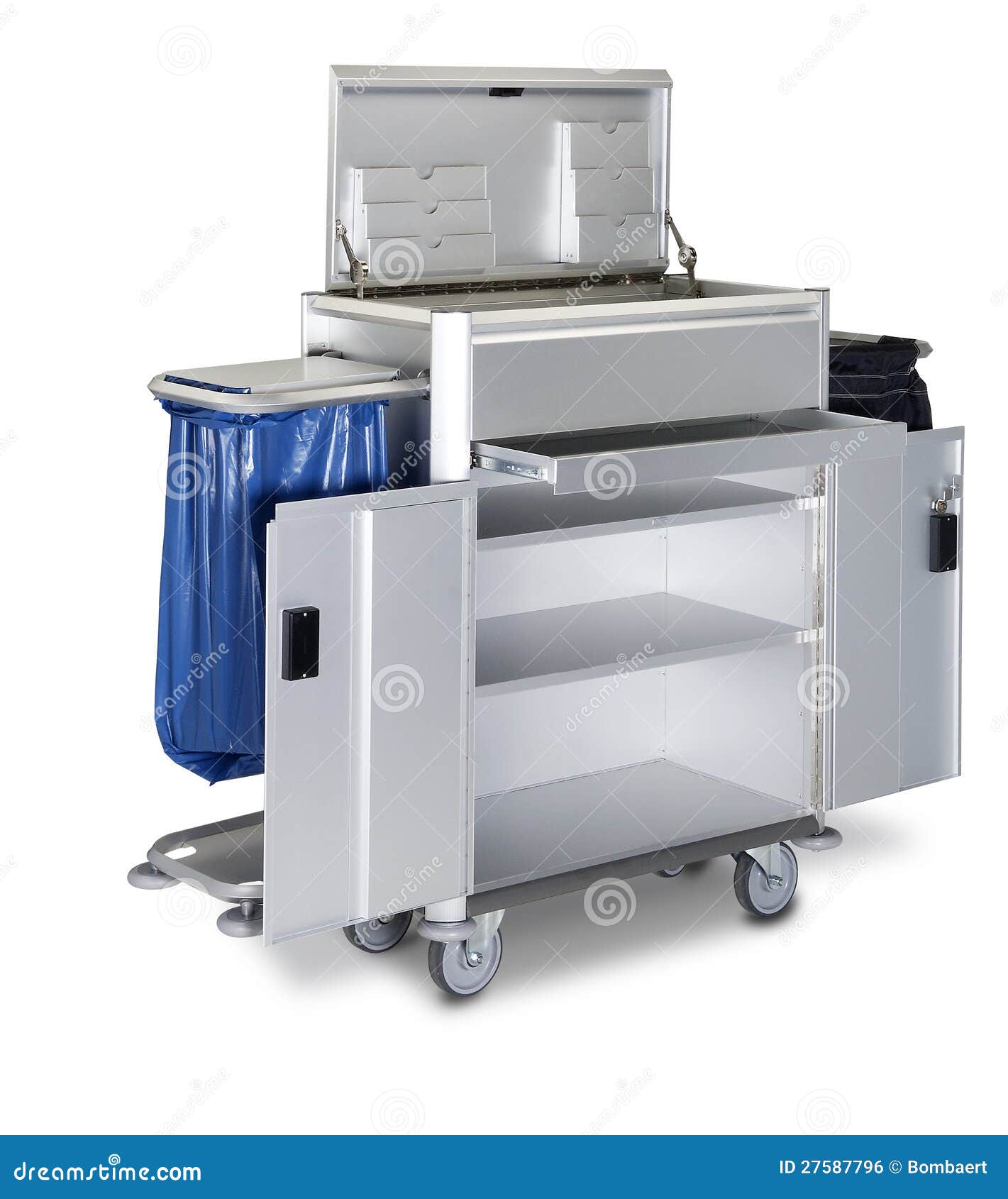 The Hotel Cleaning Tool Cart Stock Photo - Image of housework, broom ...