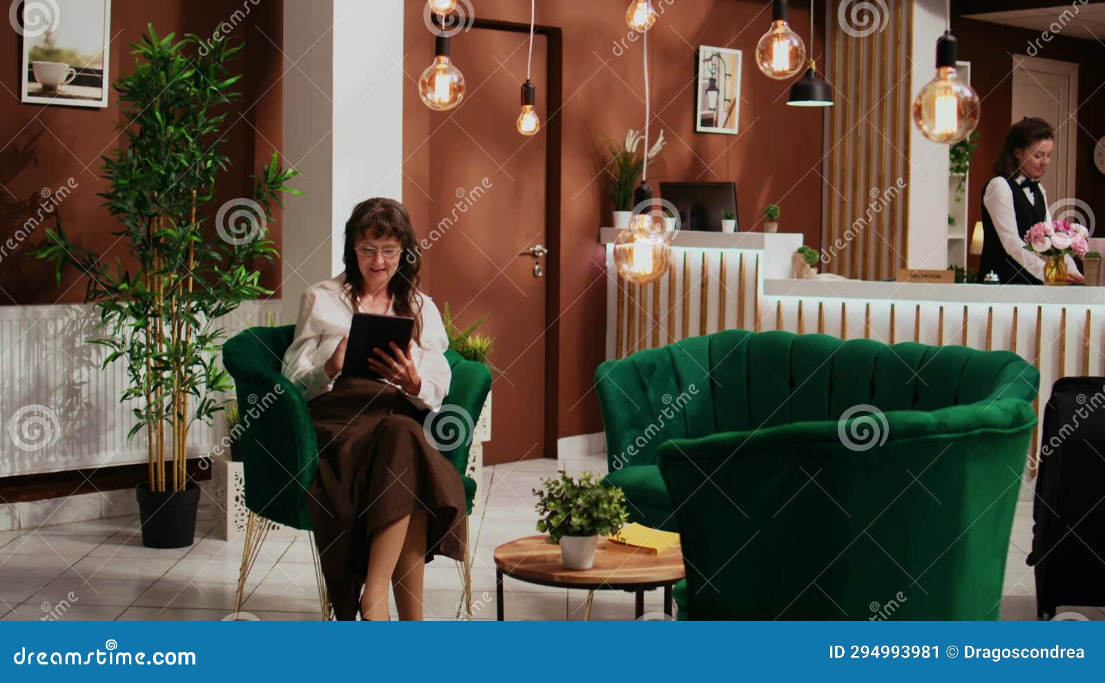 Hotel Client Using Modern Gadget Stock Video - Video of leisure, woman ...