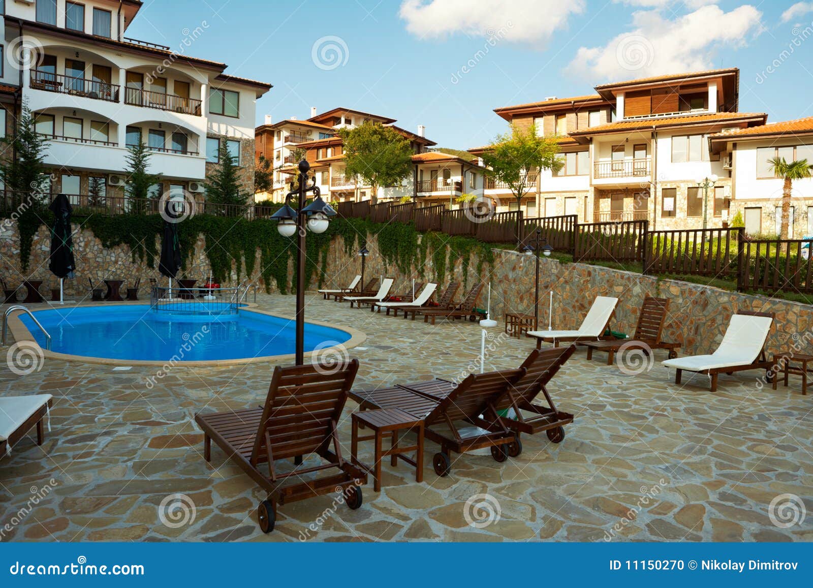 Hotel complex with a pool stock photo. Image of bulgaria - 11150270