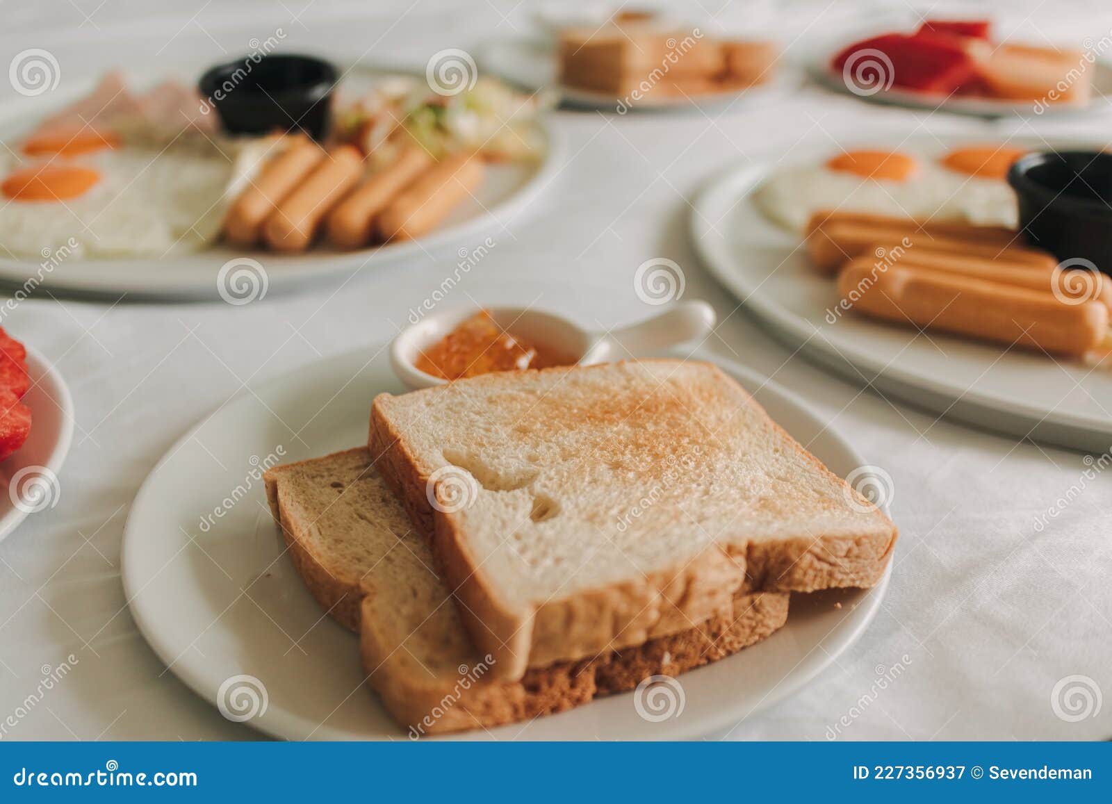 Hotel Complimentary Breakfast Served on White Bed. Stock Image - Image ...