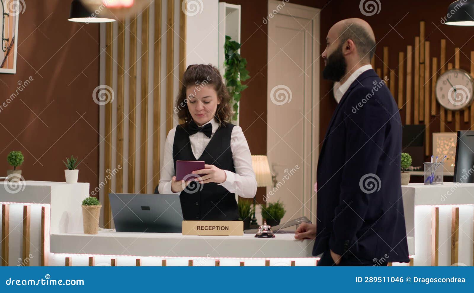 Hotel Concierge Verifying Passport Id Stock Footage - Video of staff ...