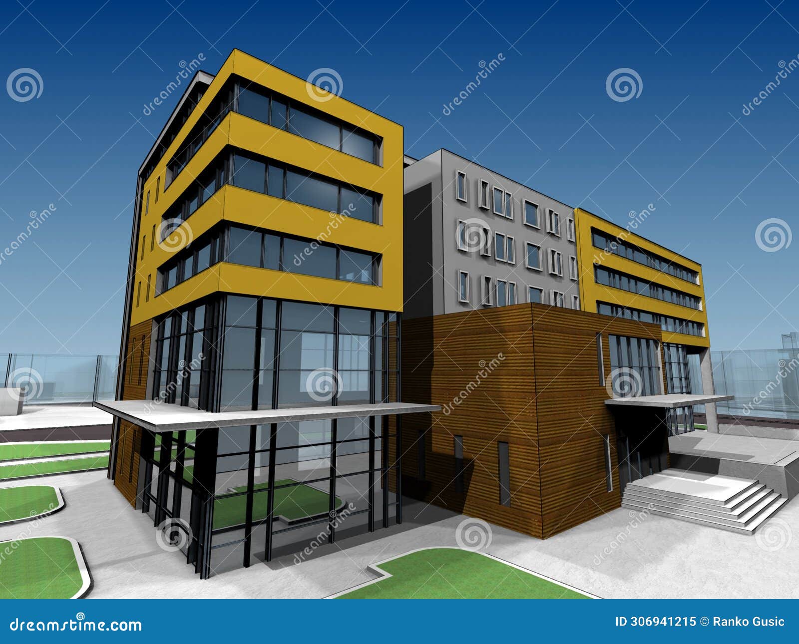 Structure Side View in Perspective. Cubic Shaped Modern Structure Stock ...