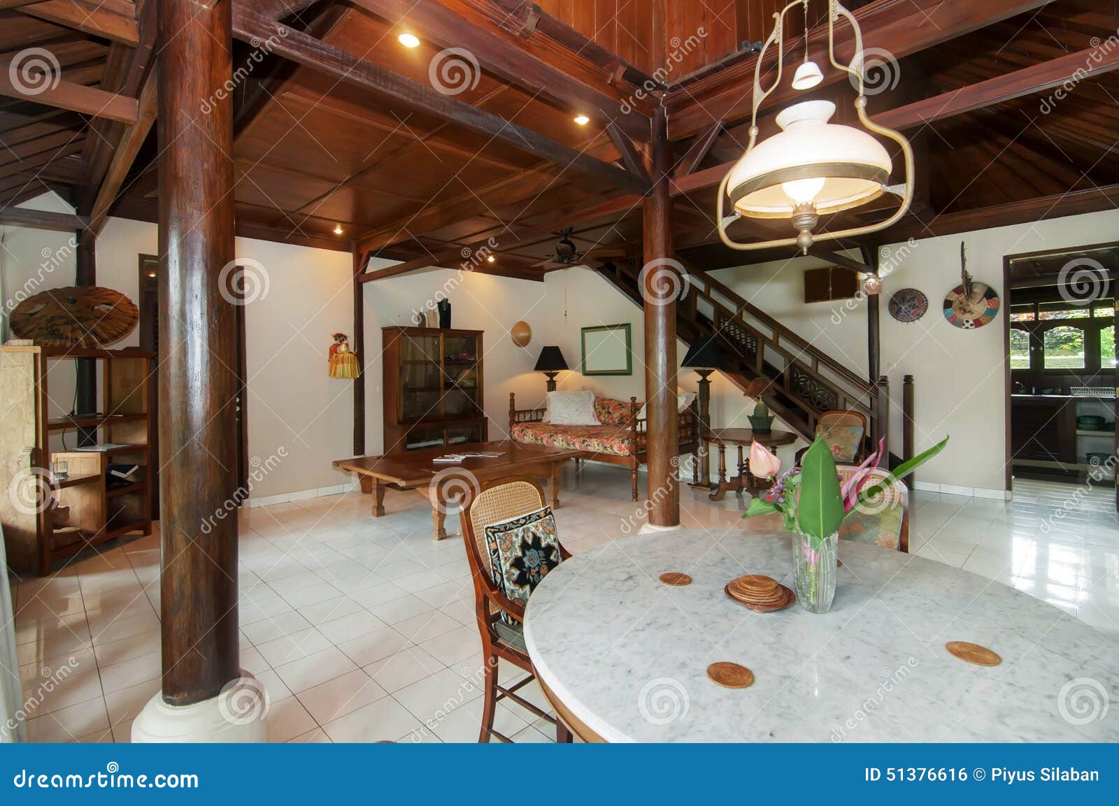 Hotel De Java Style, Luxuoso E Bonito Da Sala De Visitas Foto de Stock ...