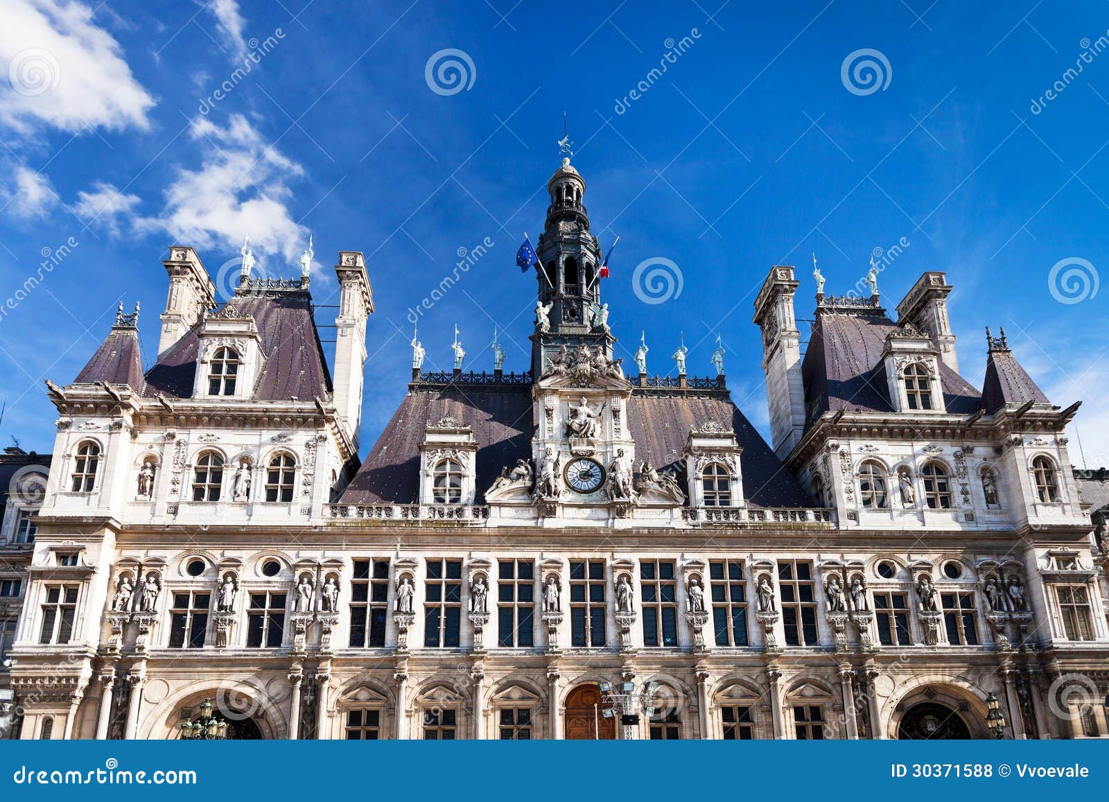 Hotel De Ville (Rathaus) in Paris Stockfoto - Bild von draussen, himmel ...