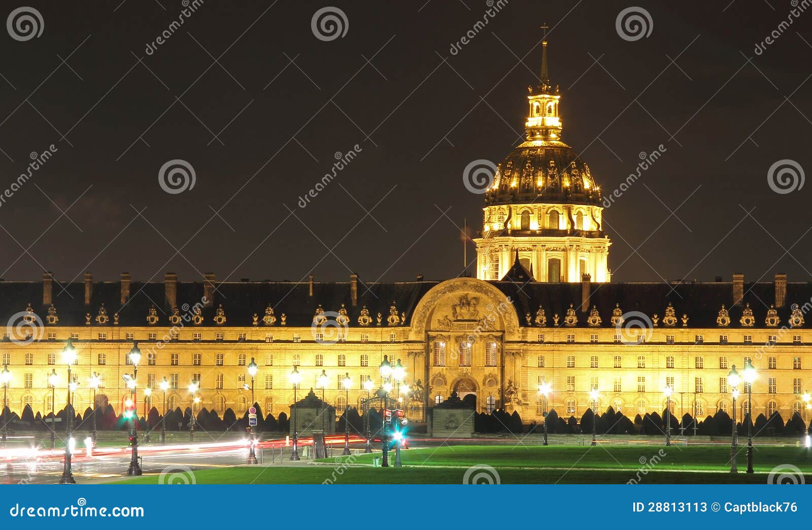 Hotel Des Invalides at Night Stock Image - Image of palace, dark: 28813113
