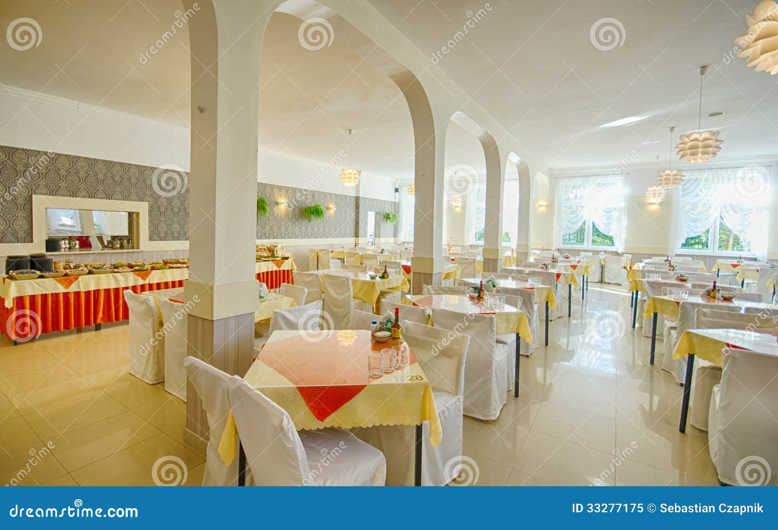 Hotel dining room stock image. Image of lights, hotel - 33277175