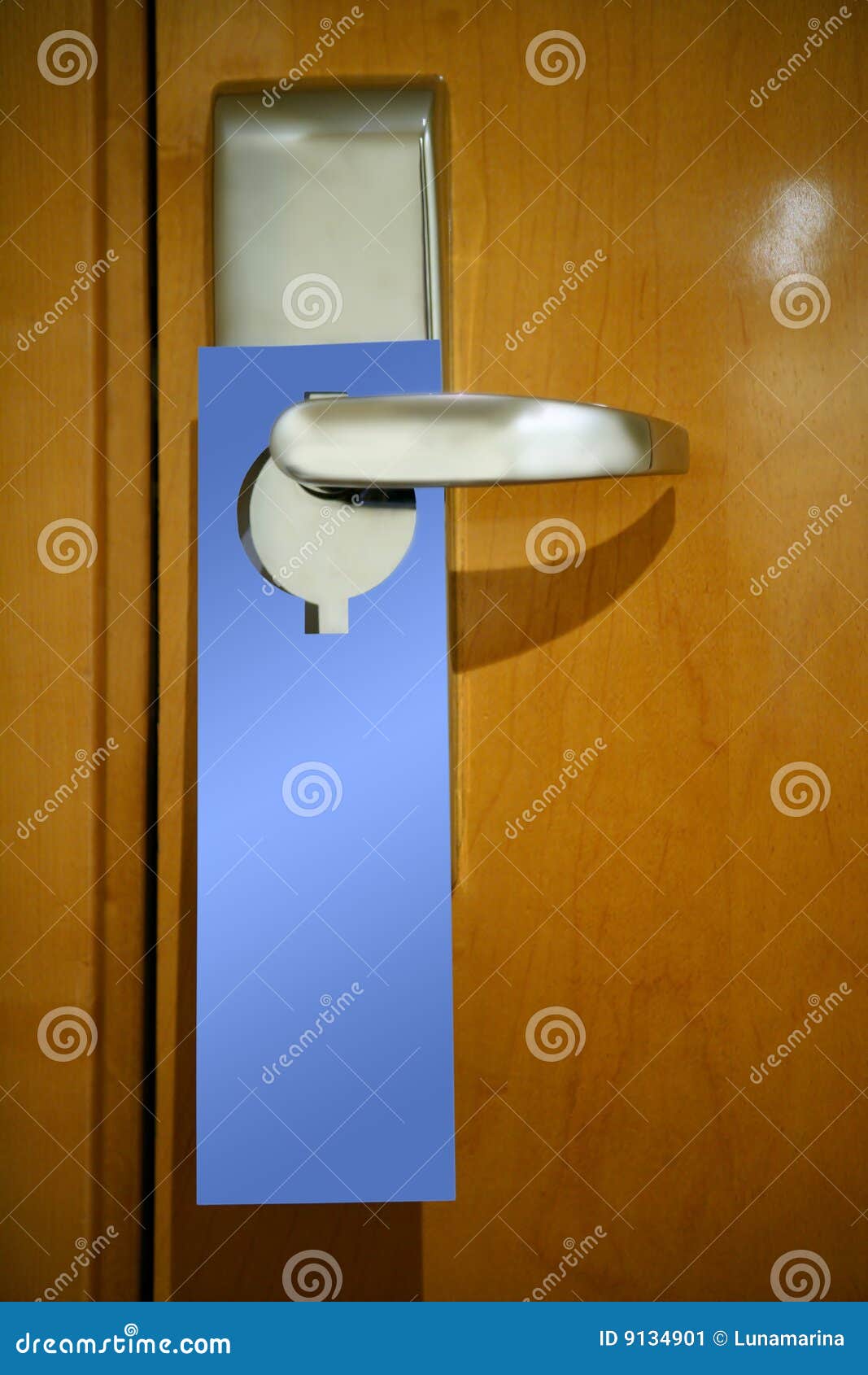 Hotel Door Handle with a Copy Space Note Stock Image - Image of ...