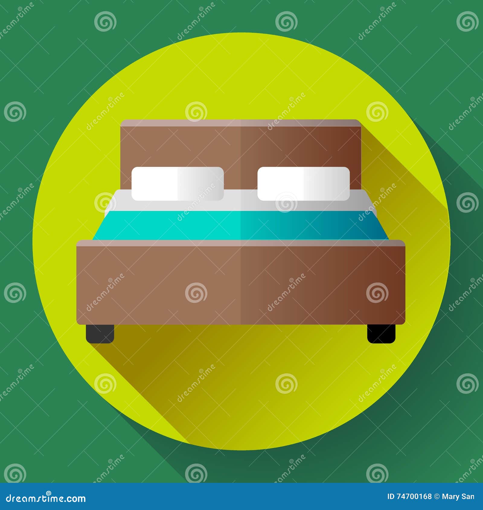 Hotel Double Bed Icon Flat Style Stock Vector - Illustration of relax ...