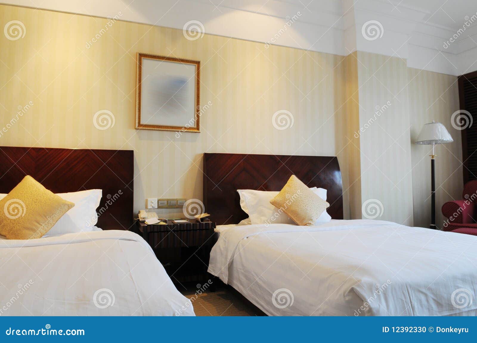 Hotel double room stock photo. Image of lamp, detail - 12392330