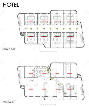 Hotel drawing plan stock illustration. Illustration of blueprints ...