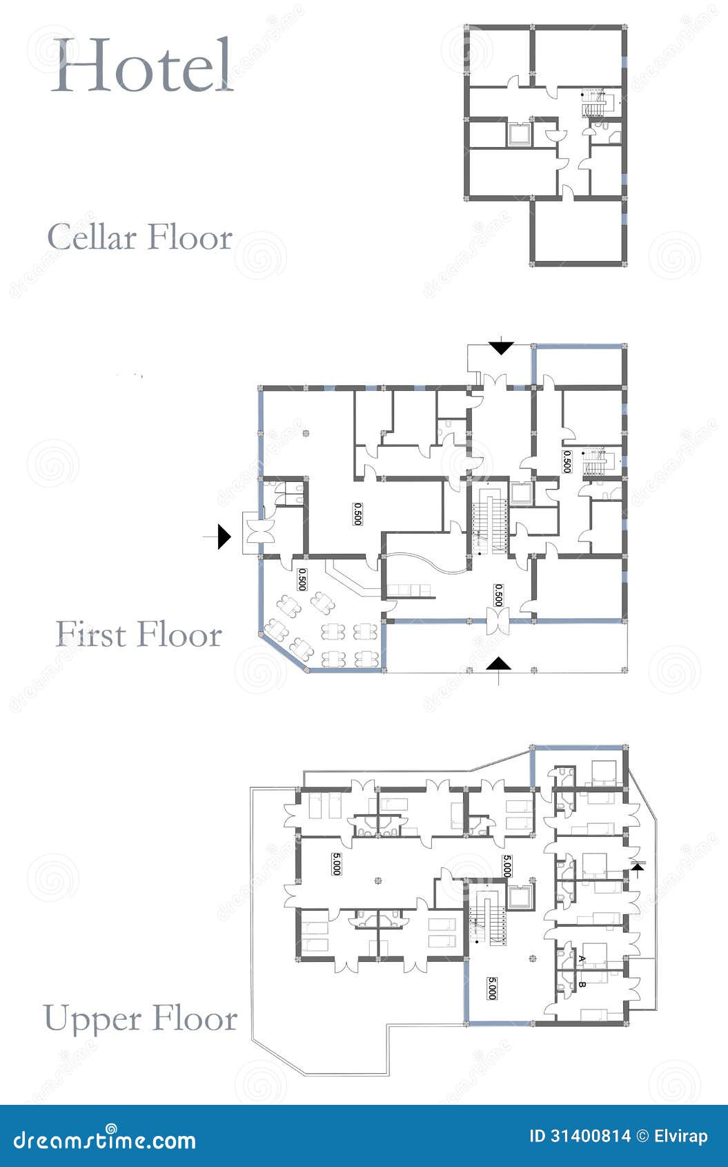 Hotel drawing plan stock illustration. Illustration of outline - 31400814