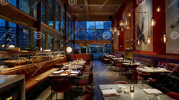 Hotel Eatery Features Interactive Menus and Panoramic Views Stock ...
